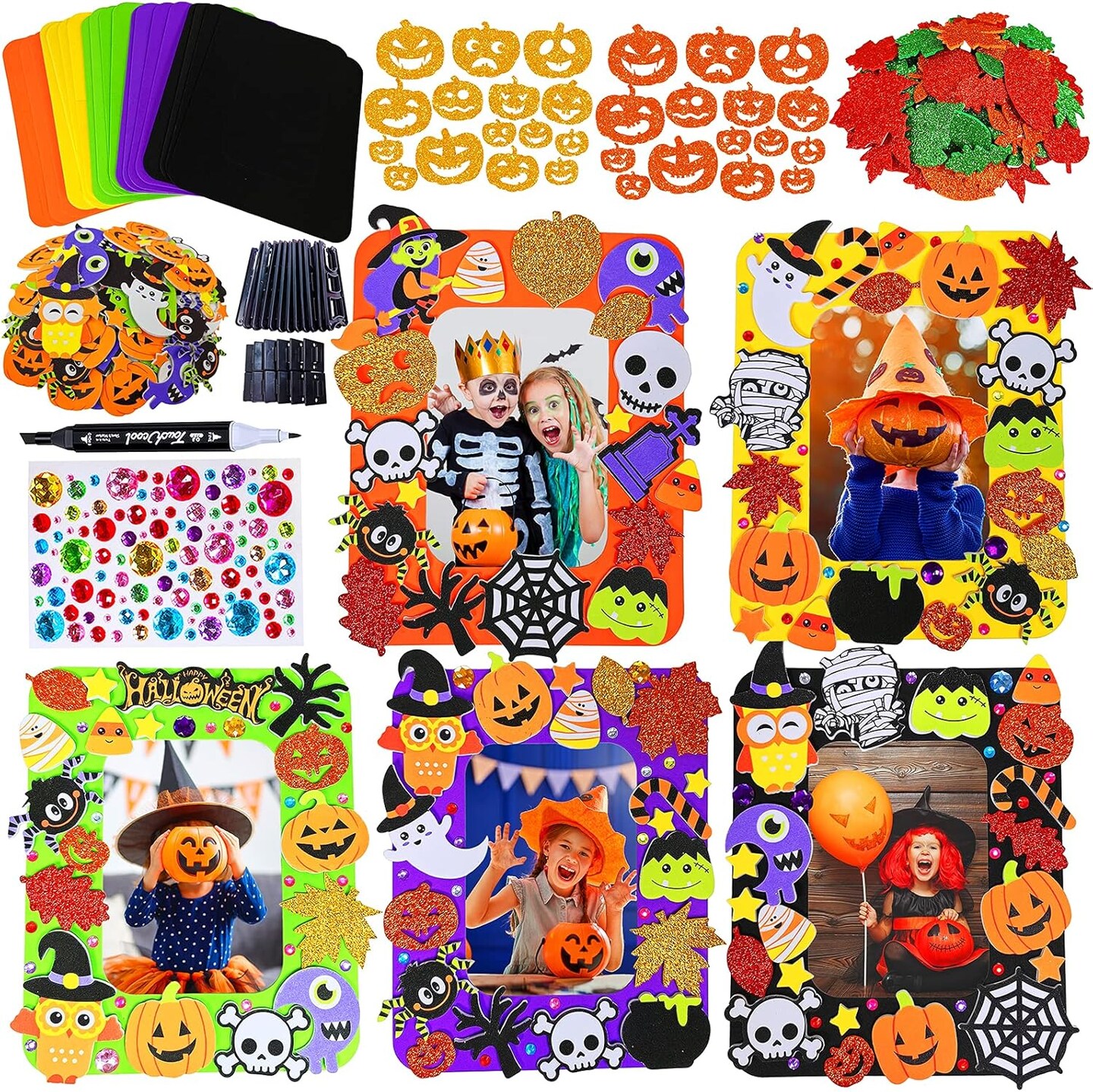 Halloween Crafts DIY Picture Frame Decorations Art Sets Pumpkin Ghost ...