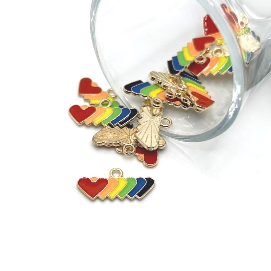 1, 4, 20 or 50 Pieces: Rainbow Pride Heart Charms | Michaels