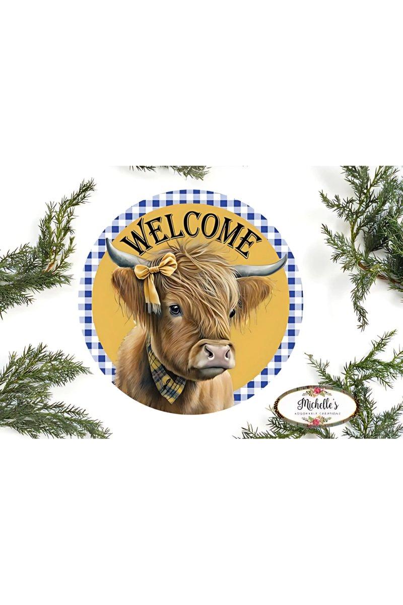 Welcome Highland Cow Round Sign | Michaels