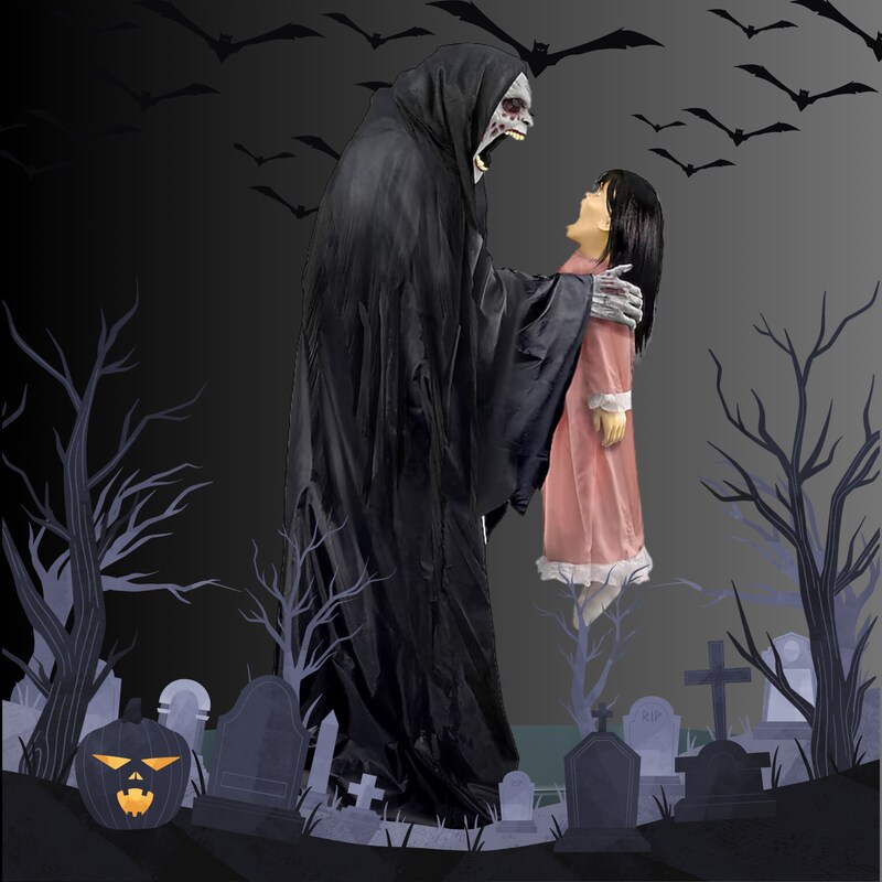 6.2ft Freestanding Reaper Animatronic - Motion Activated, Talking ...