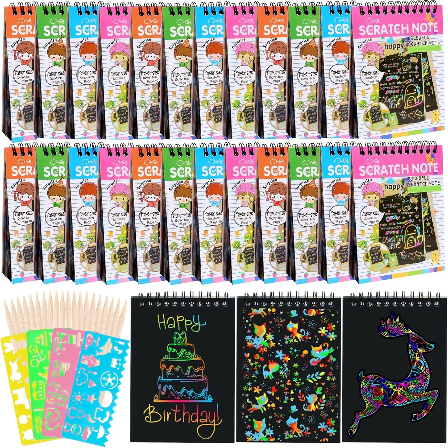 24 Pack Rainbow Scratch Notebook,Scratch Paper Art for Kids | Michaels