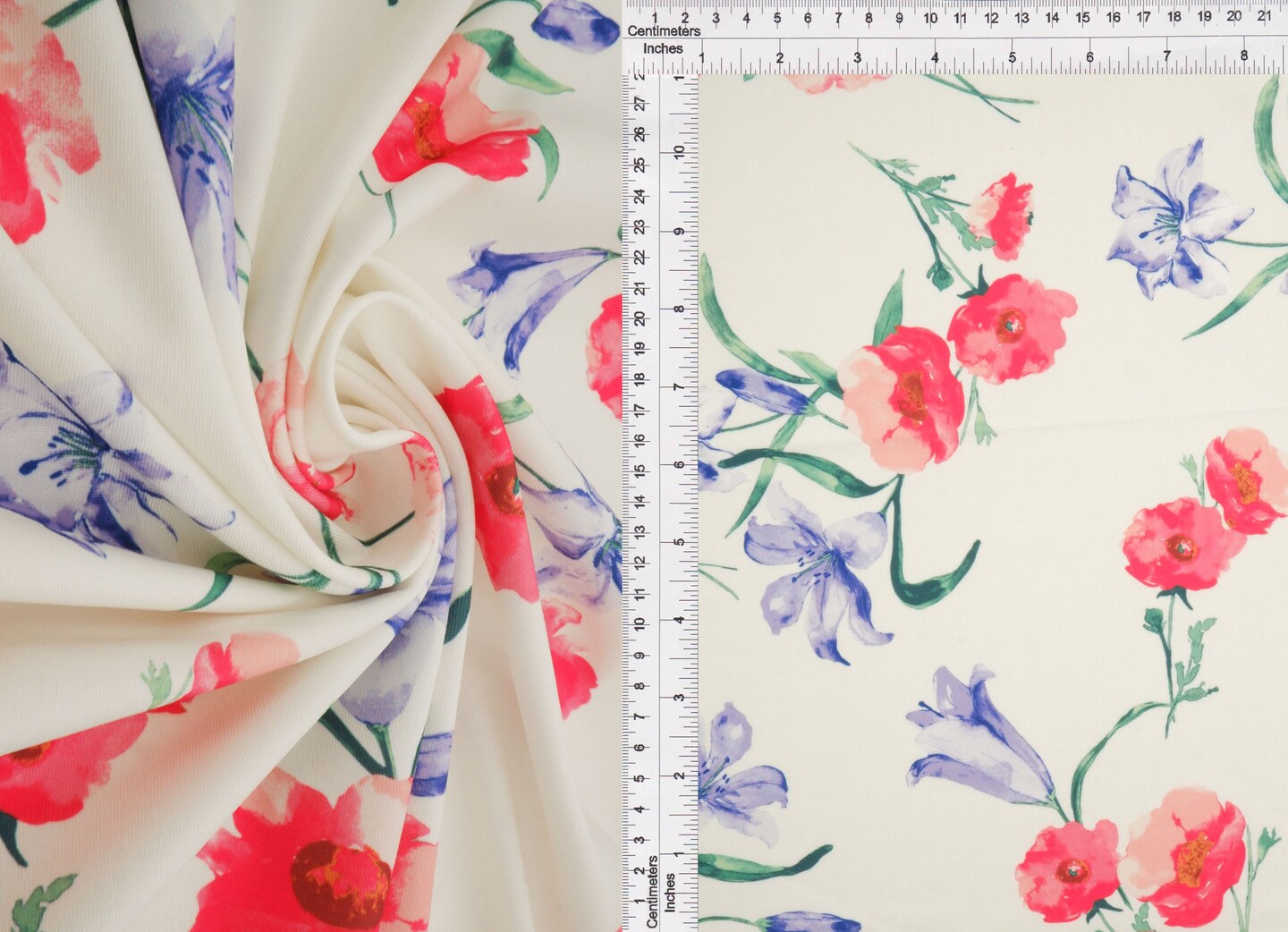 1 Yard Digital Floral DTY Stretch Knit Fabric 58/60 Inch Wide Smooth ...