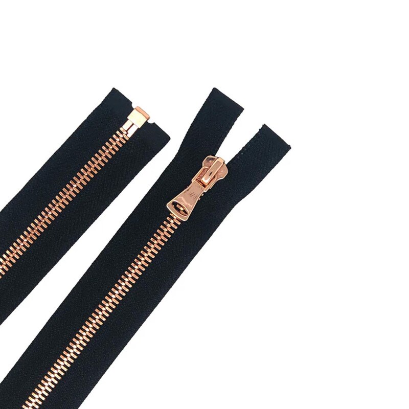 Black Metal Glossy Jacket Separating Zipper Black Tape Rose Gold Copper ...
