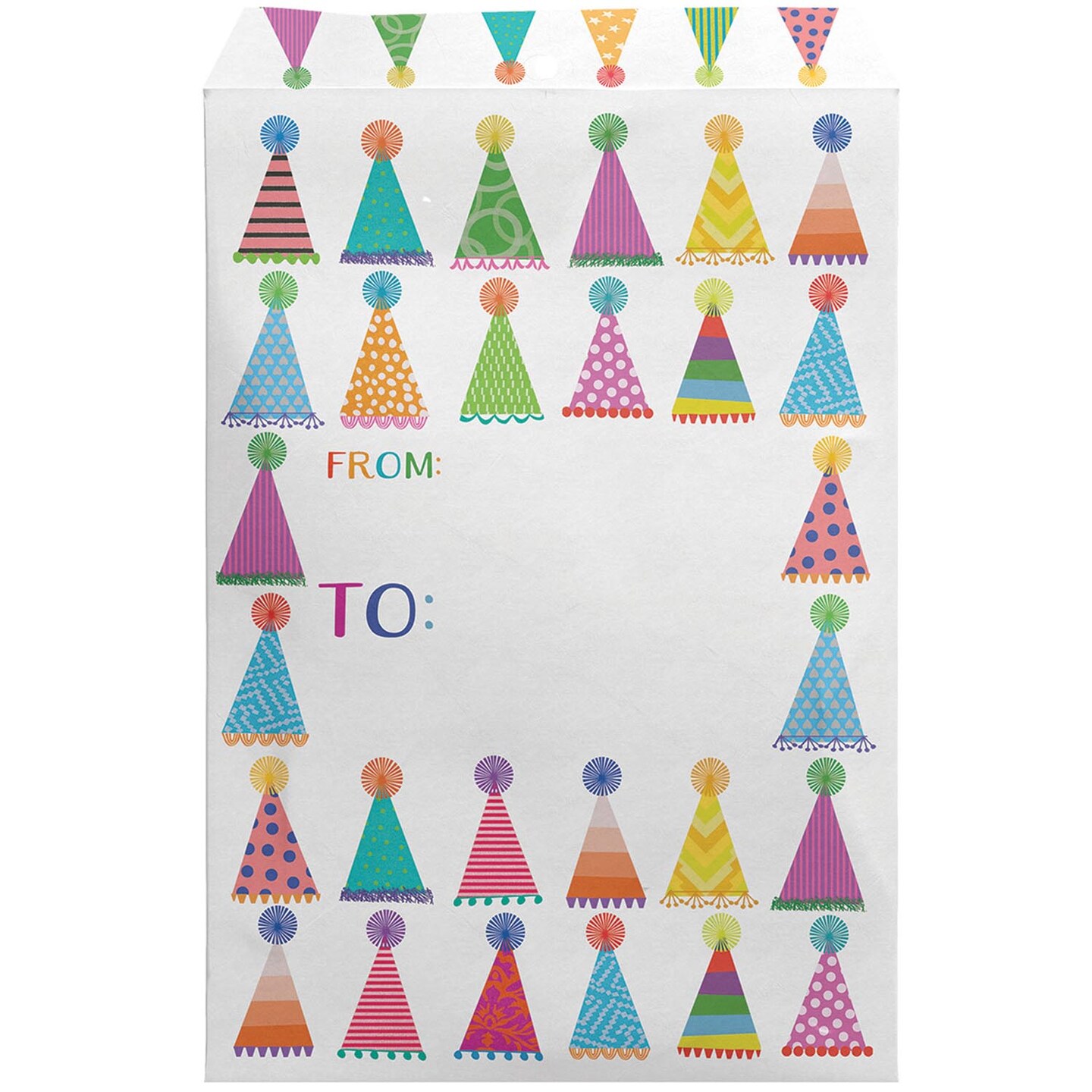 Pack/6: Party Hats Theme Mailing Envelope - 6 x 1/2 x 9-1/2" | Michaels