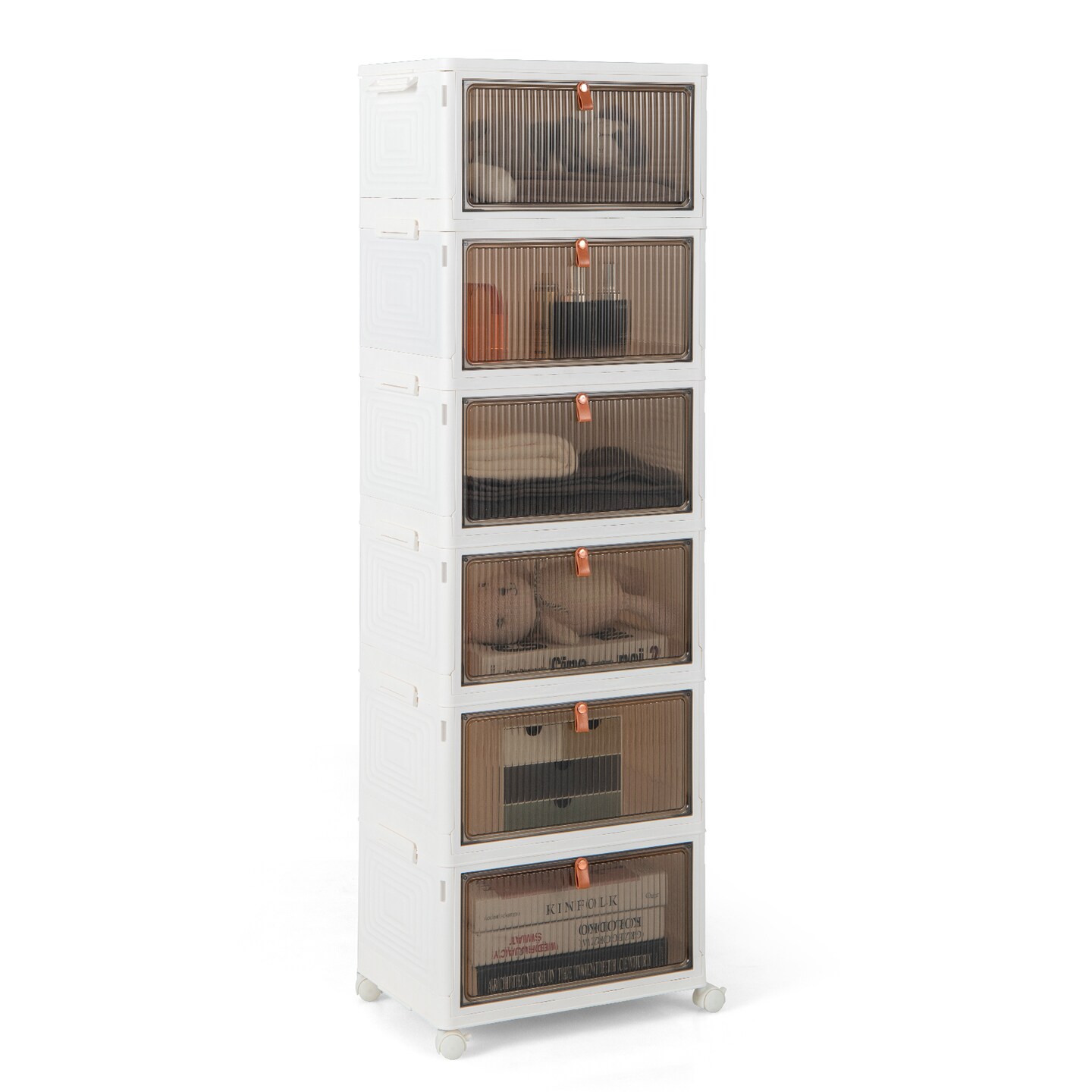 Multipurpose White Stackable Foldable Storage Bins with Doors and ...