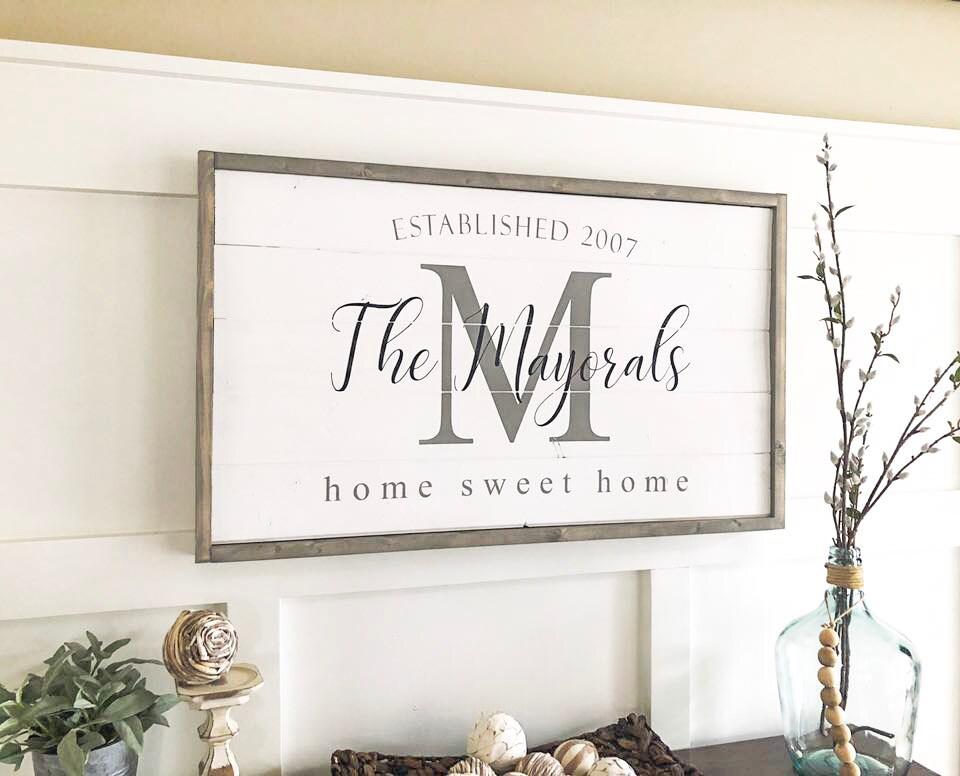 Shiplap Family Name Sign Farmhouse Sign, Wall Decor, Farmhouse, Framed ...
