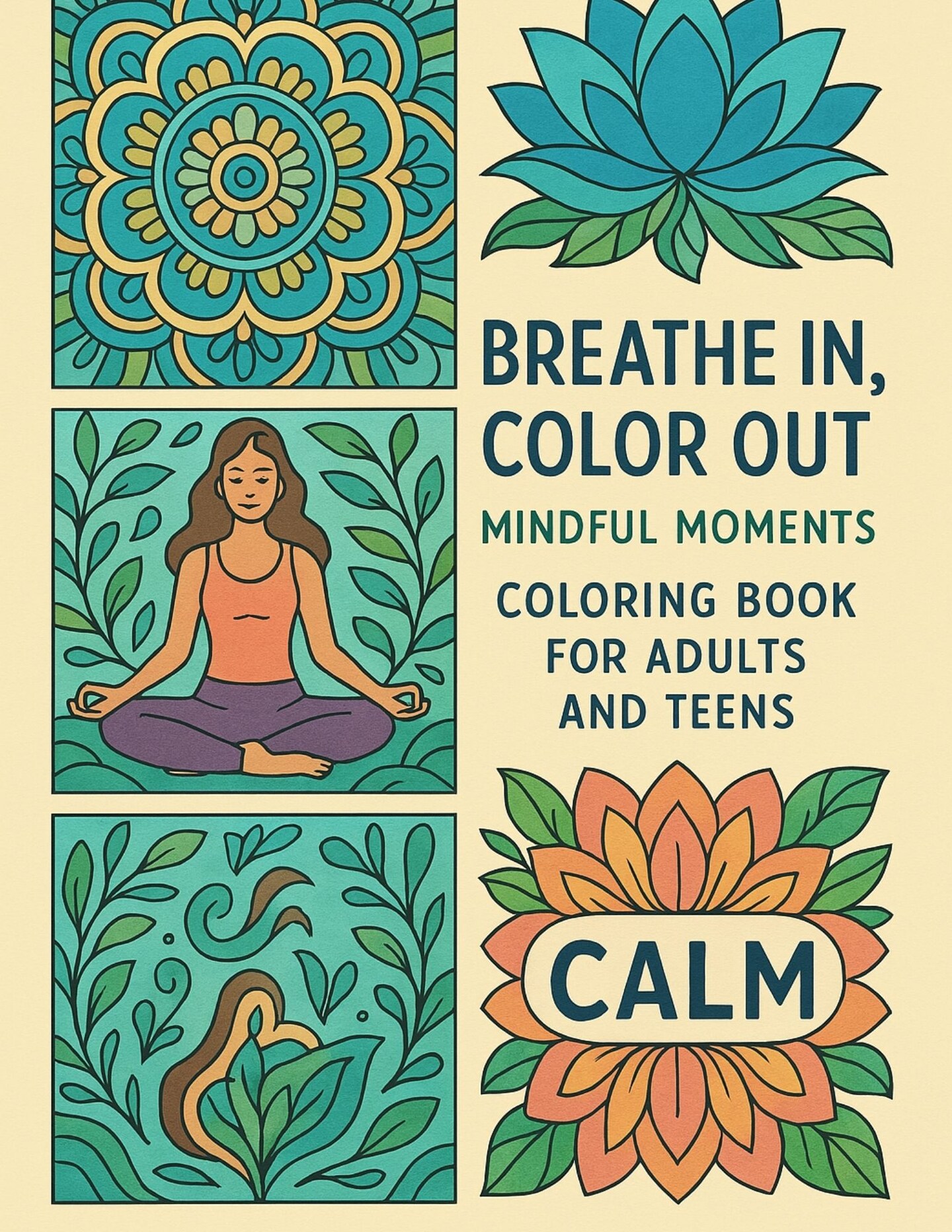 Breathe In, Color Out Mindful Moments Coloring Sheets For Adults and ...