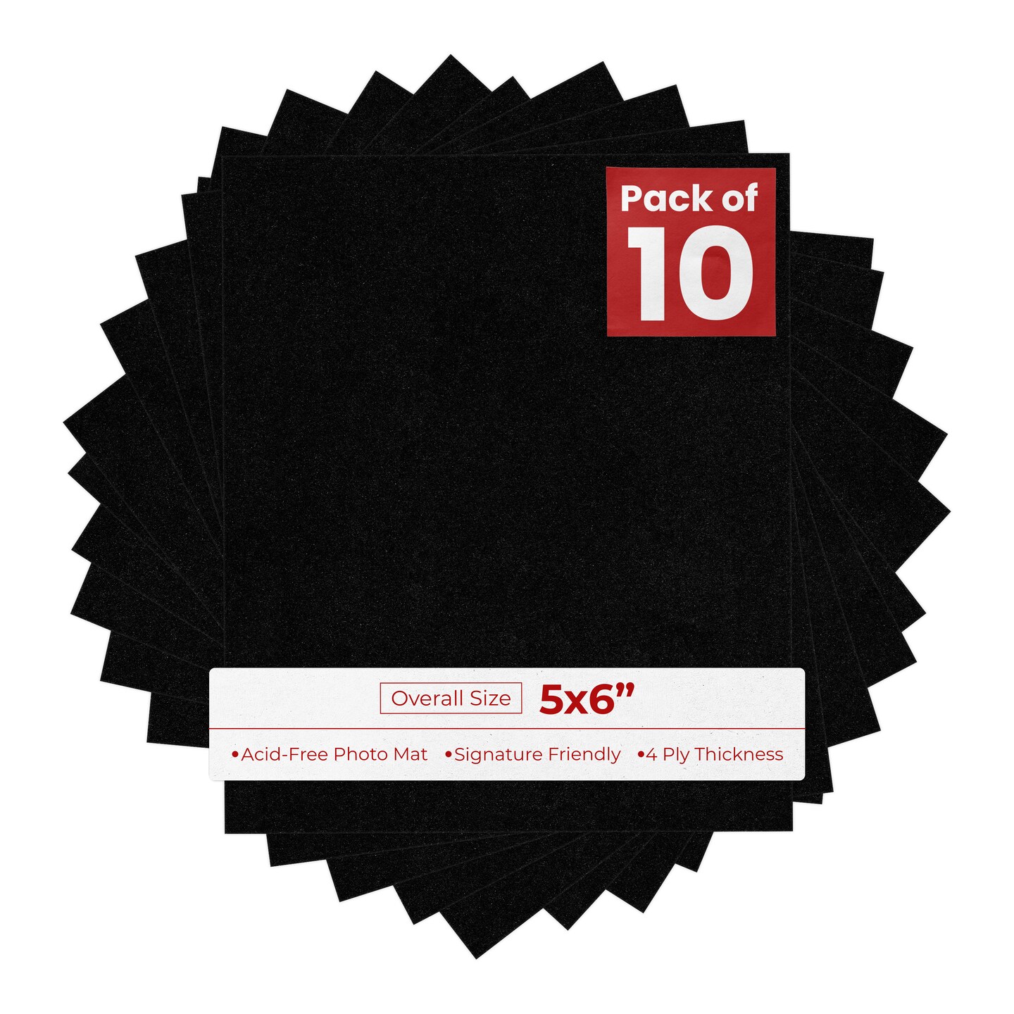 Black with Black Core 5x6 Inch Uncut Mat Board - Blank Sheets, No ...
