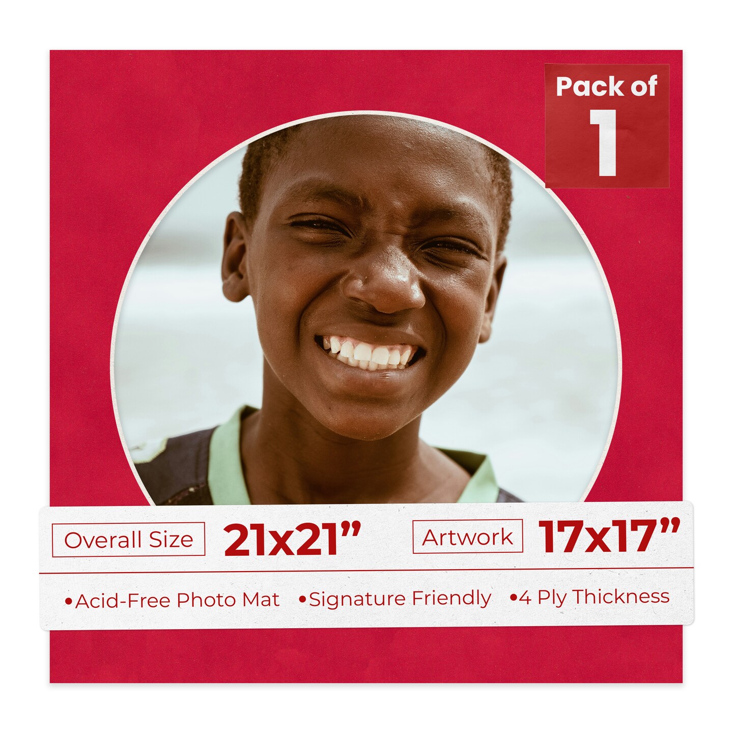 Cherry Red Suede Mat Board for 21x21 Frames - Circle Opening for 17x17 ...