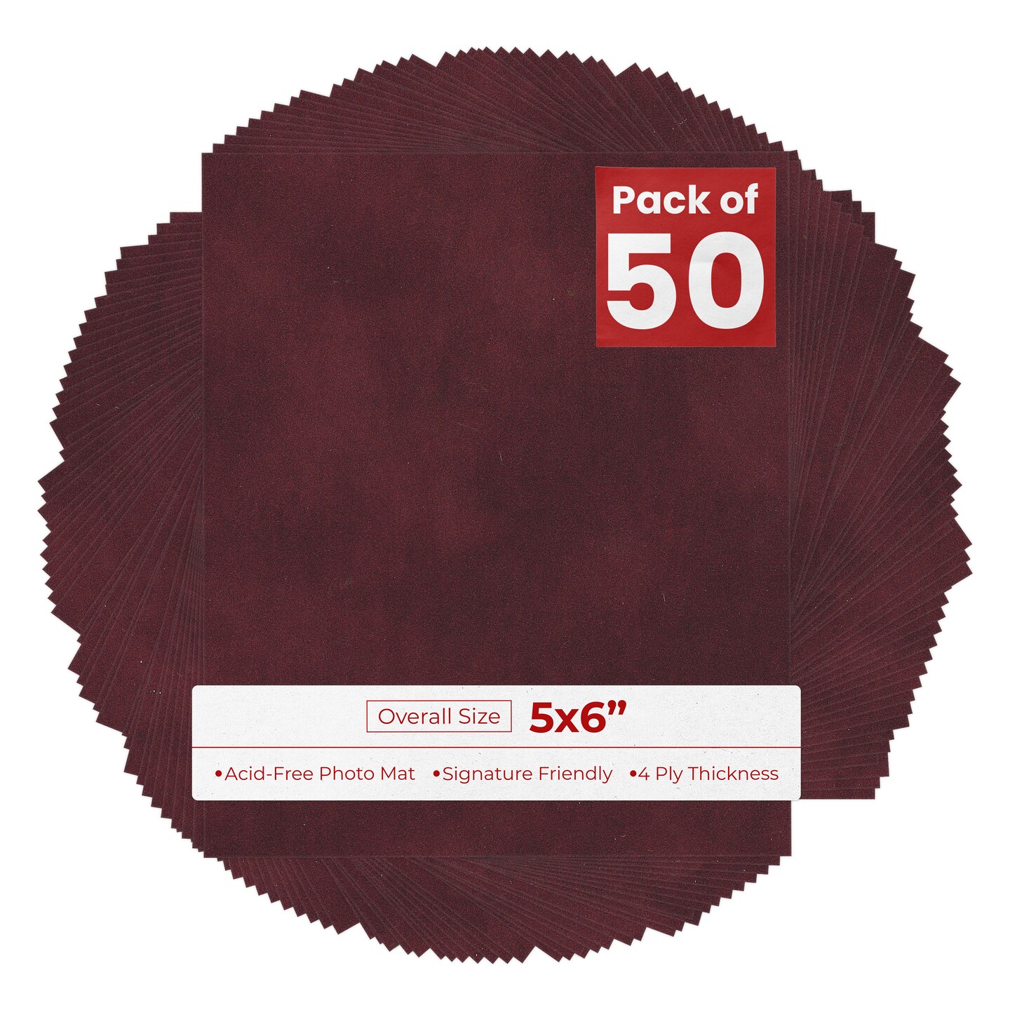 Dark Red Suede 5x6 Inch Uncut Mat Board - Blank Sheets, No Opening ...