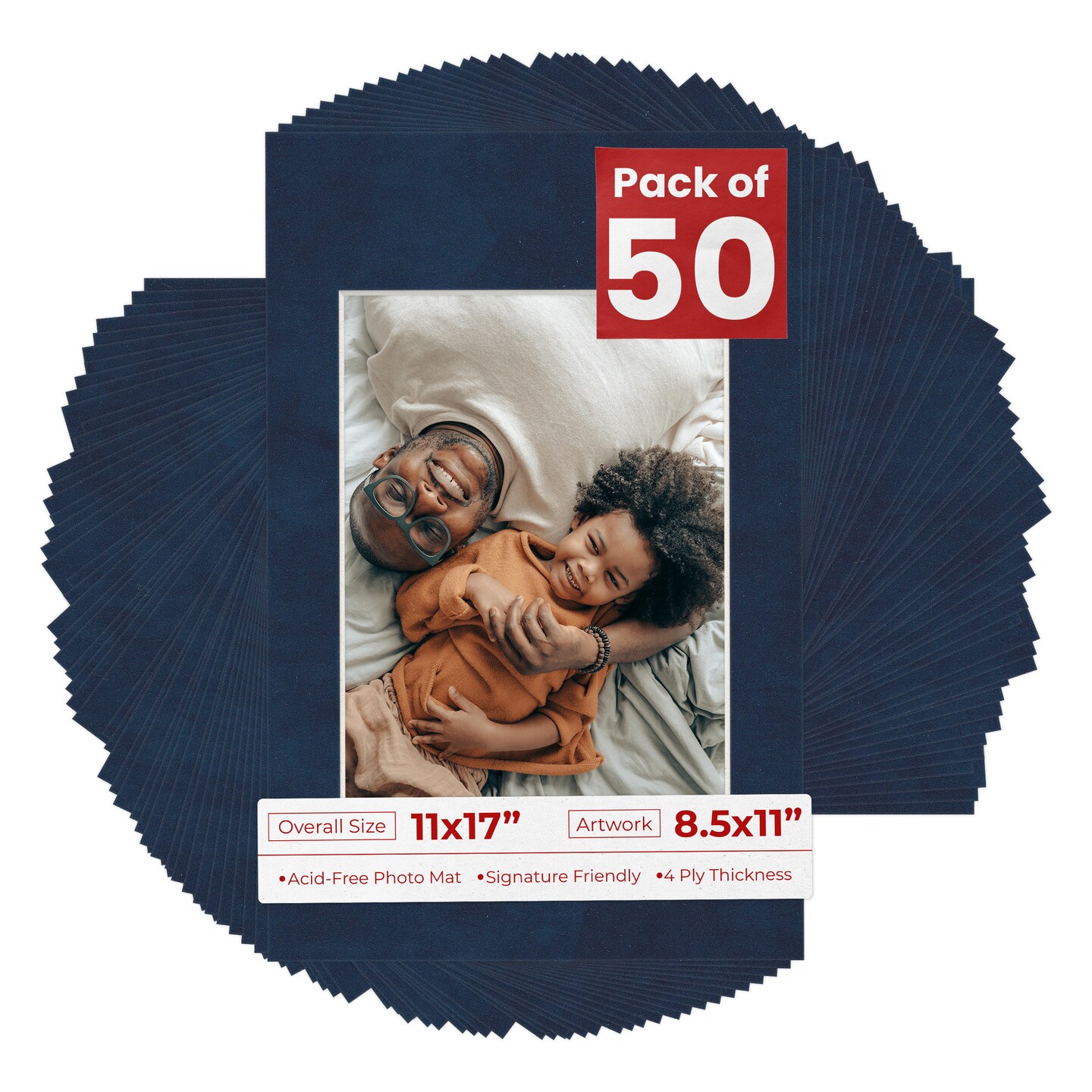 Navy Suede Mat Board for 11x17 Frames - Fits 8.5x11 Photos, Color: Blue ...