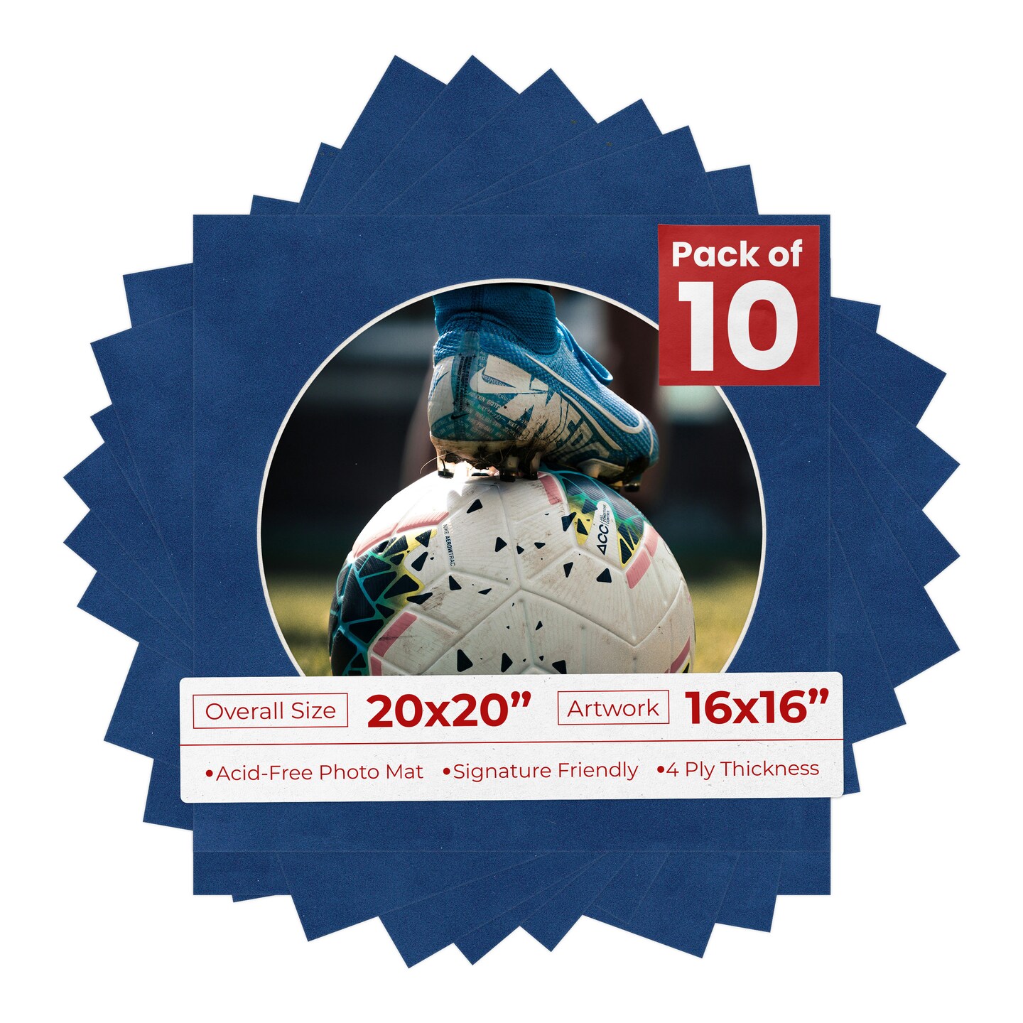 Brooke Blue Suede Mat Board for 20x20 Frames - Circle Opening for 16x16 ...