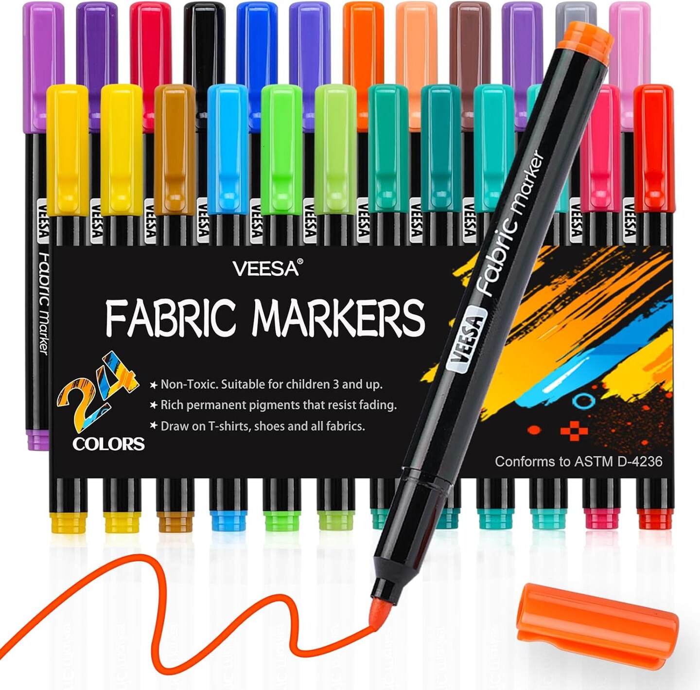 24 Colors Fabric Markers Permanent | Michaels