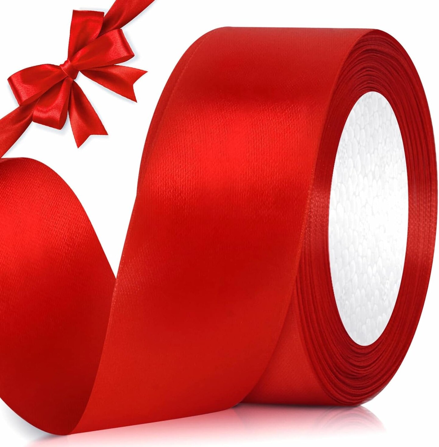 2 Rolls 1-1/2 Inch Wide x 25 Yards Red Ribbon, Premium Satin Ribbon ...