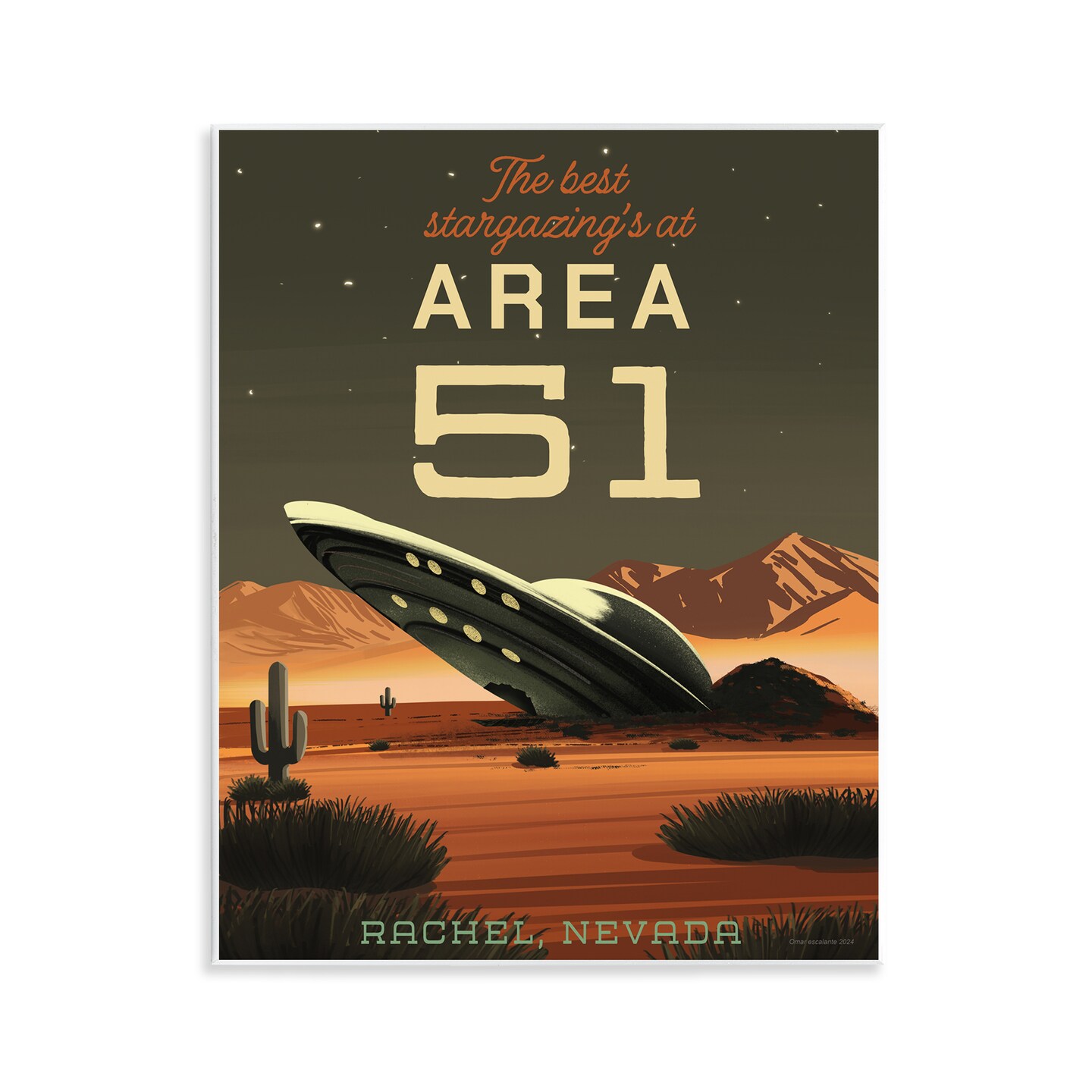 Stupell Industries Stargazing Area 51 Wall Plaque, design by Omar ...