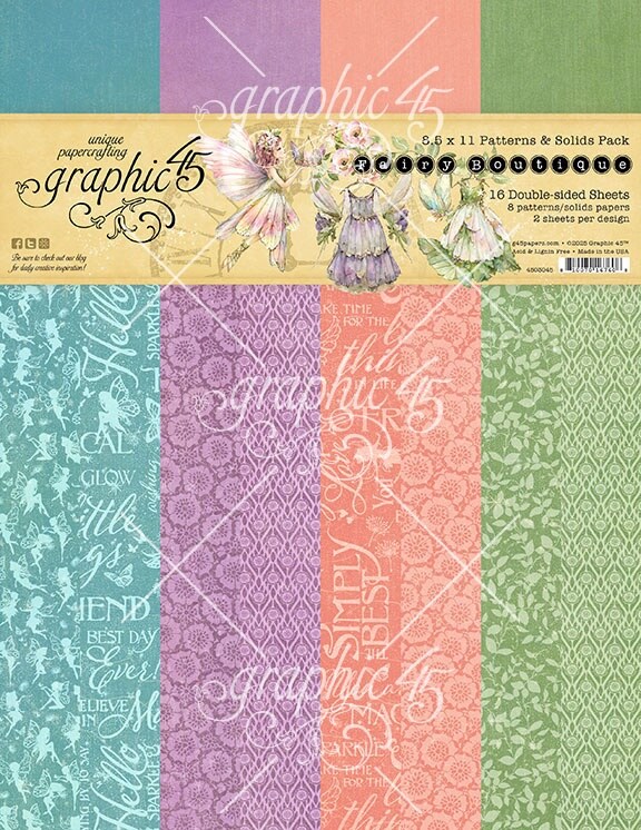 Graphic 45 Patterns & Solids Collection Pack 8.5"X11"-Fairy Boutique ...