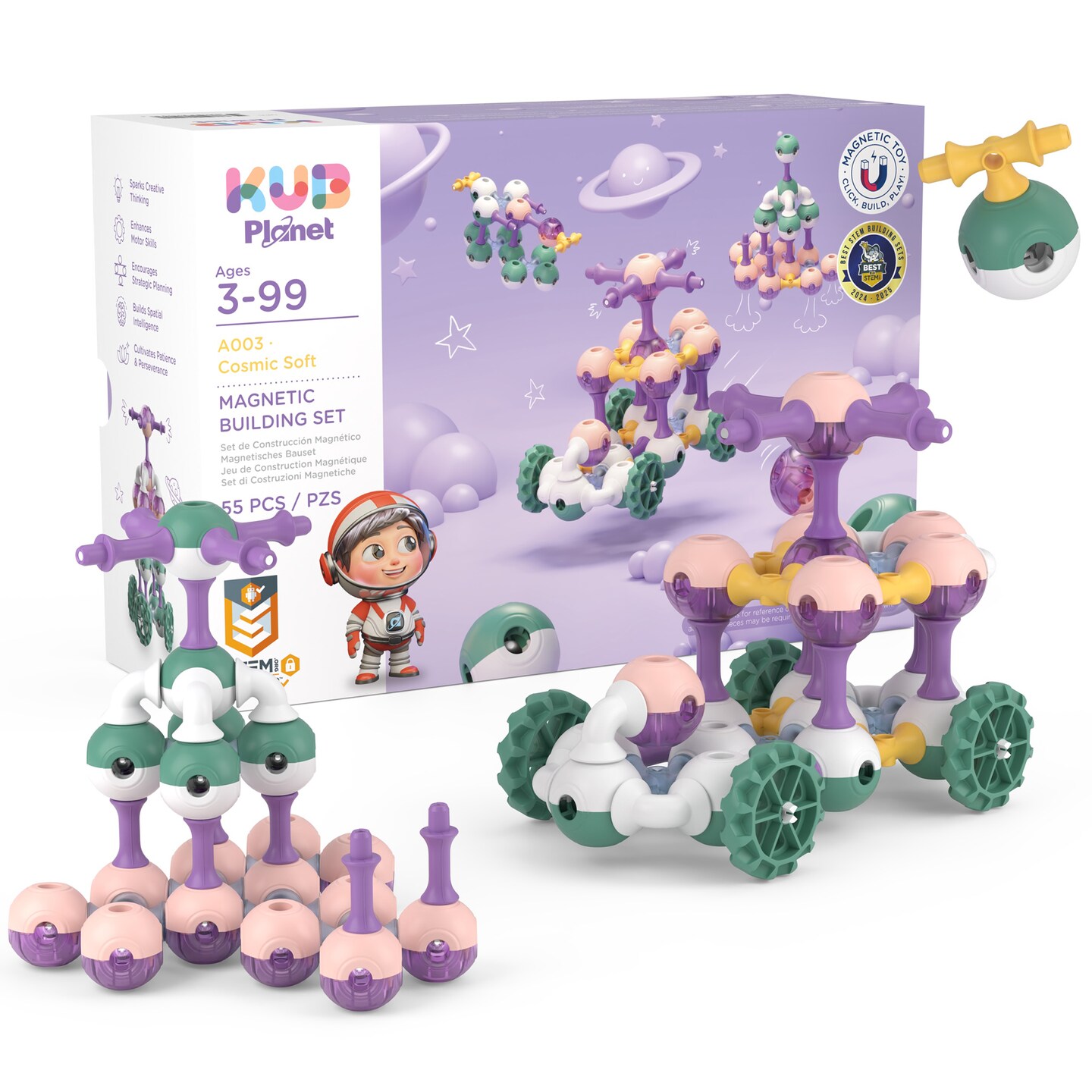 KUB Planet: Magnetic Building Set - Cosmic Soft - 55pc Space Color ...