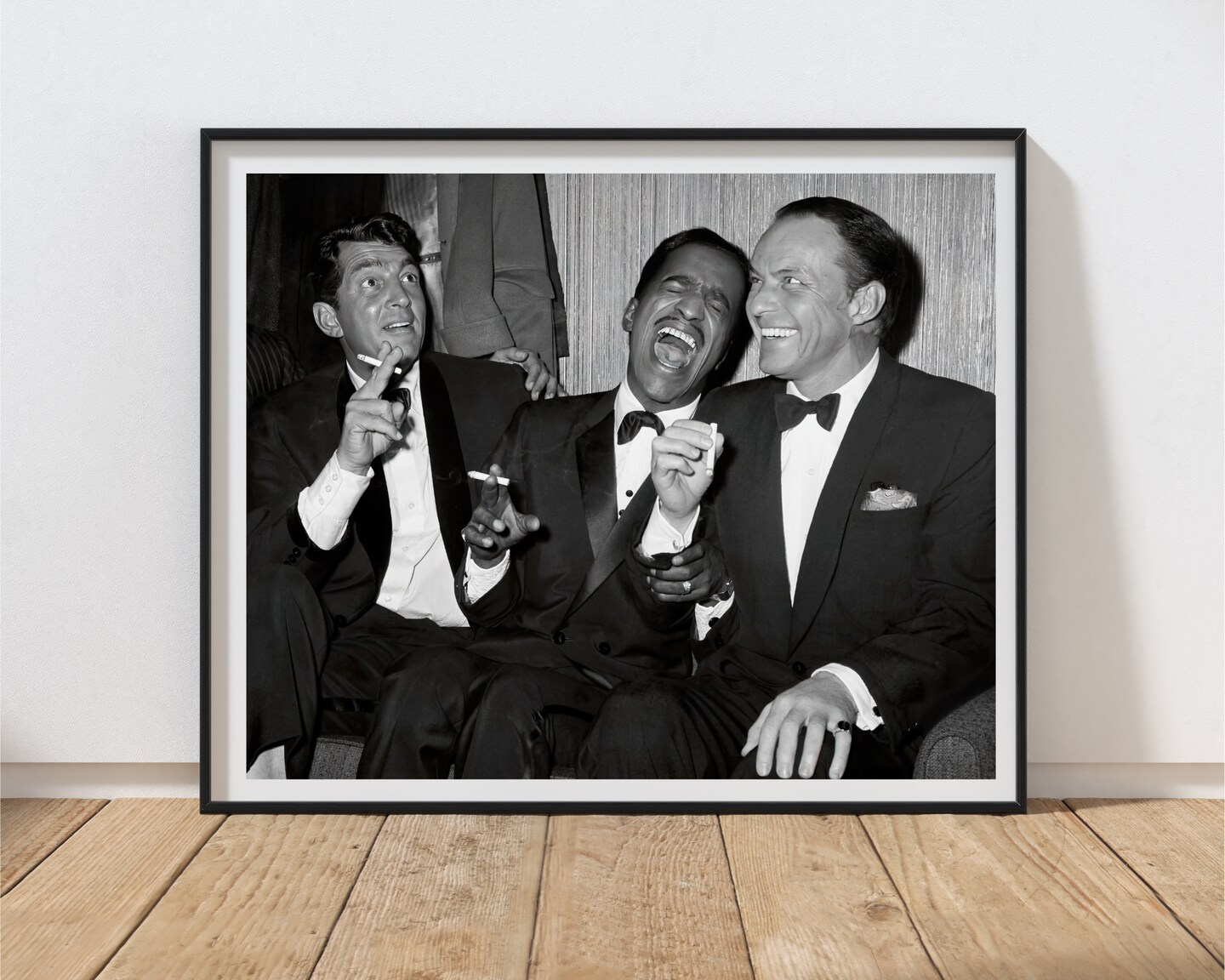 The Rat Pack - Dean Martin, Sammy Davis Jr. and Frank Sinatra c. 1961, black and white, multiple ...
