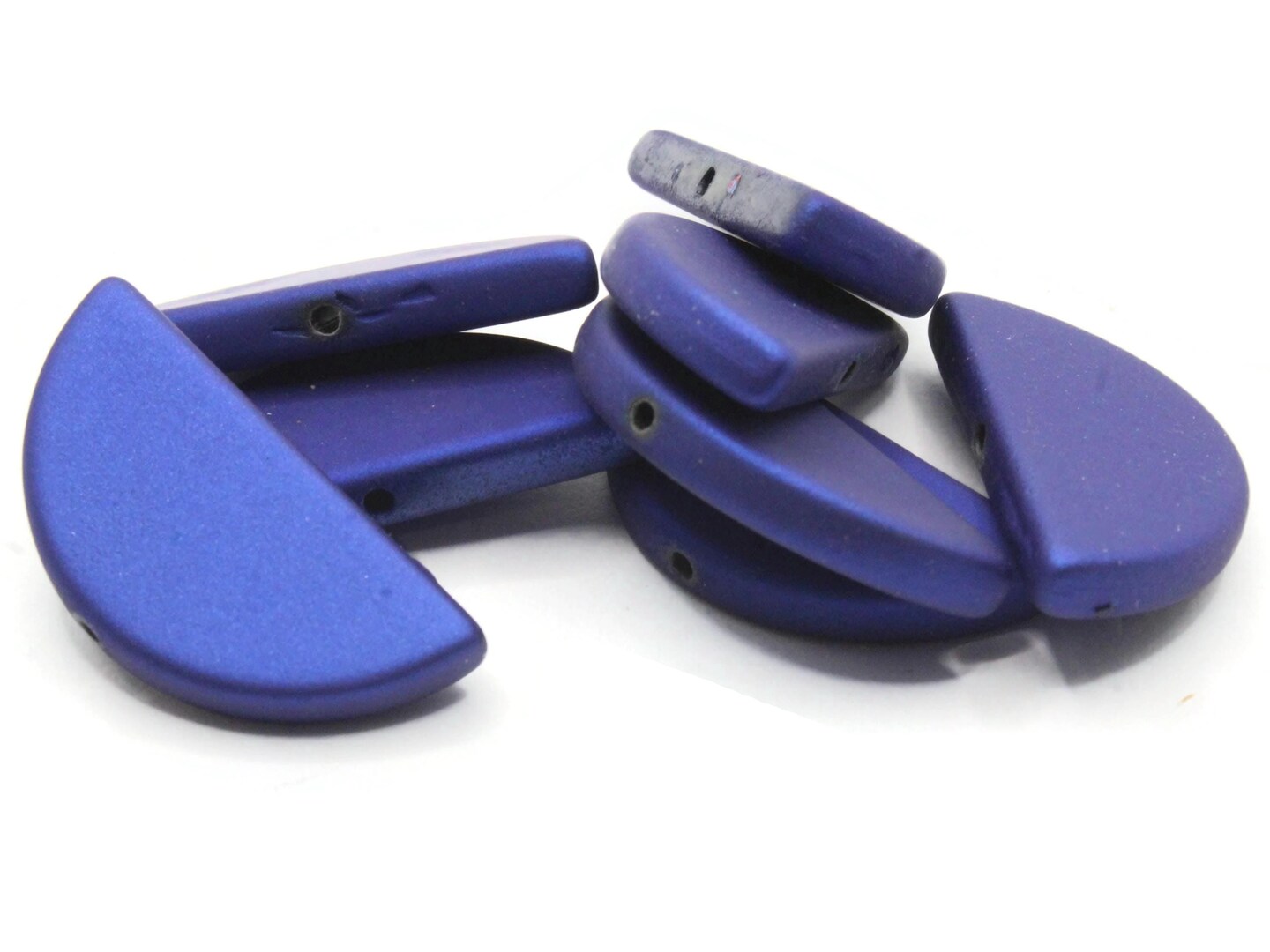 8 38mm Blue Semi-Circle Flat Disc Half Round Plastic Beads | Michaels