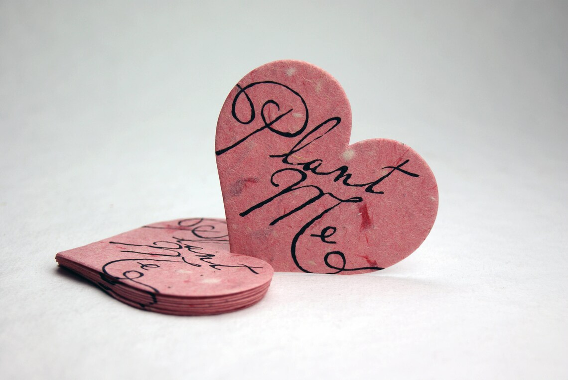 Wildflower Seed Paper Small Hearts - Grow Plant Me Script - 1.5" x 1.75 ...