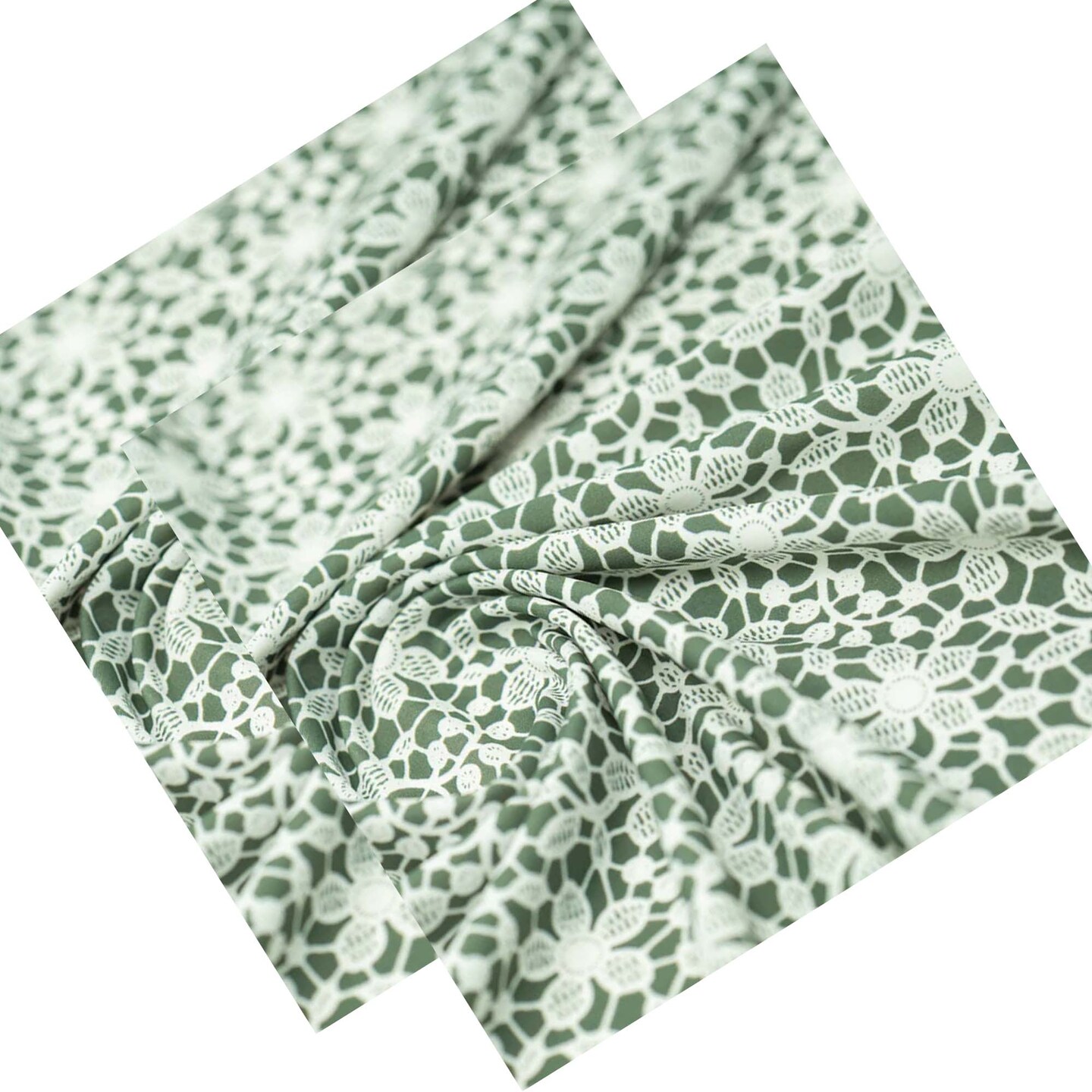White Flower Lace Pattern on Sage Printed Spandex Fabric | Michaels