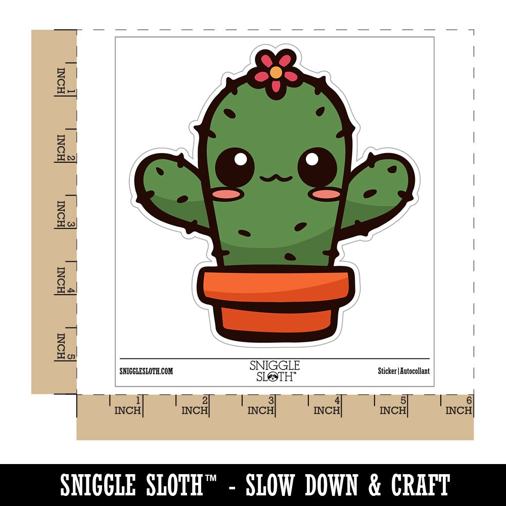 Adorable Kawaii Chibi Cactus in Pot Succulent Waterproof Vinyl Phone ...
