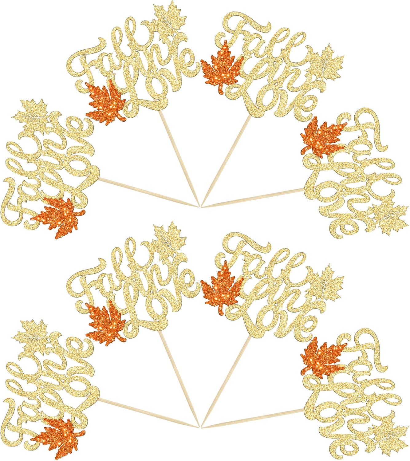 24 Pcs Fall Cupcake Toppers – Glitter Autumn Bridal Shower & Wedding ...