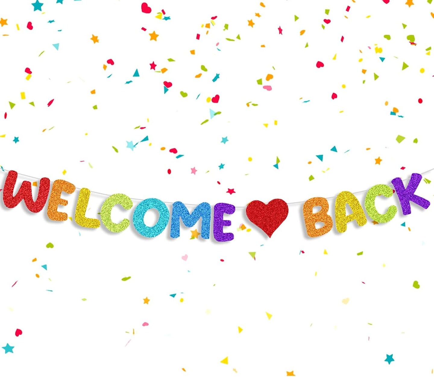 Colorful Glitter Welcome Back Banner for First Day of School ...