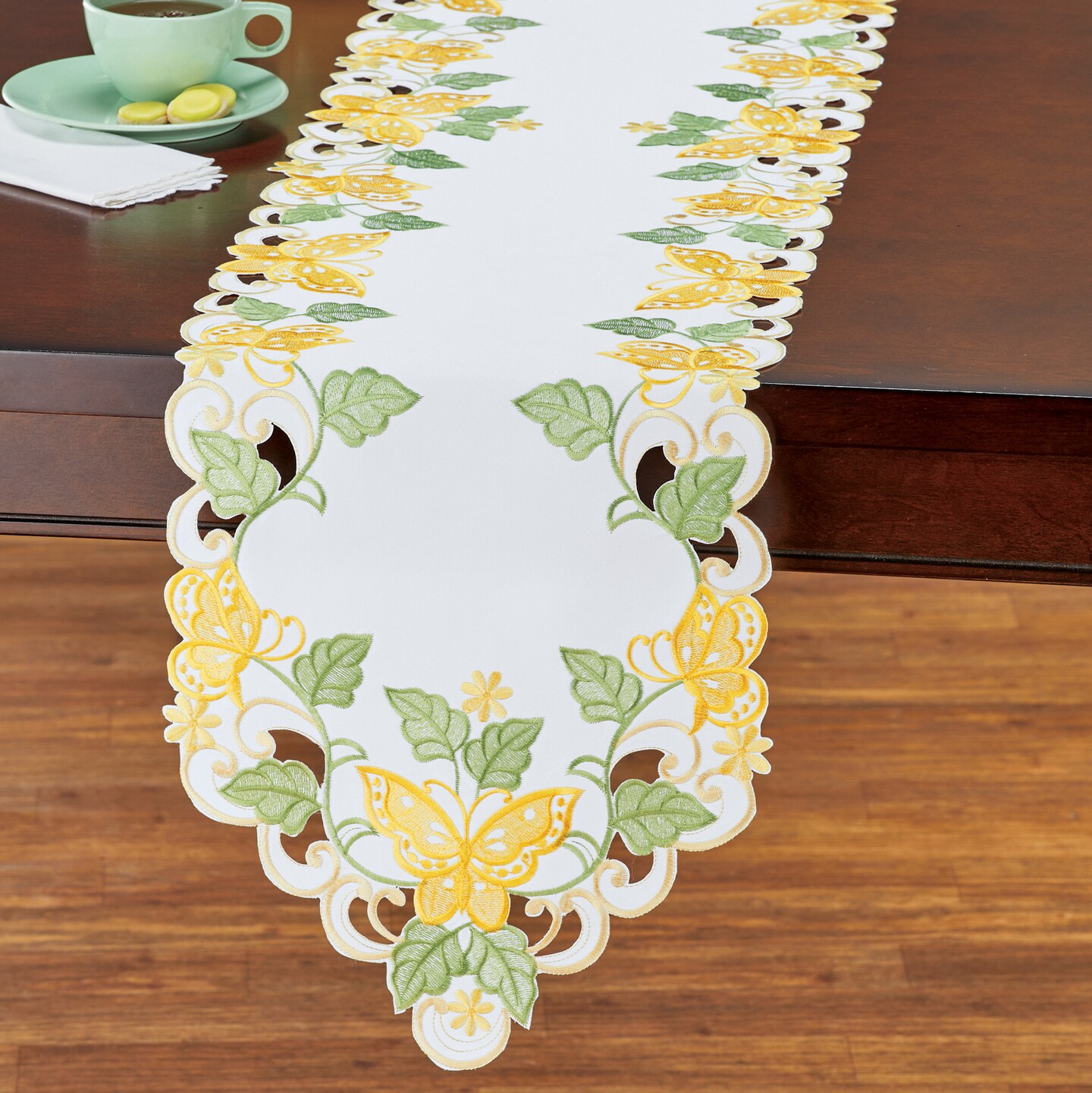 Collections Etc Embroidered Butterfly Leaf Table Linens | Michaels