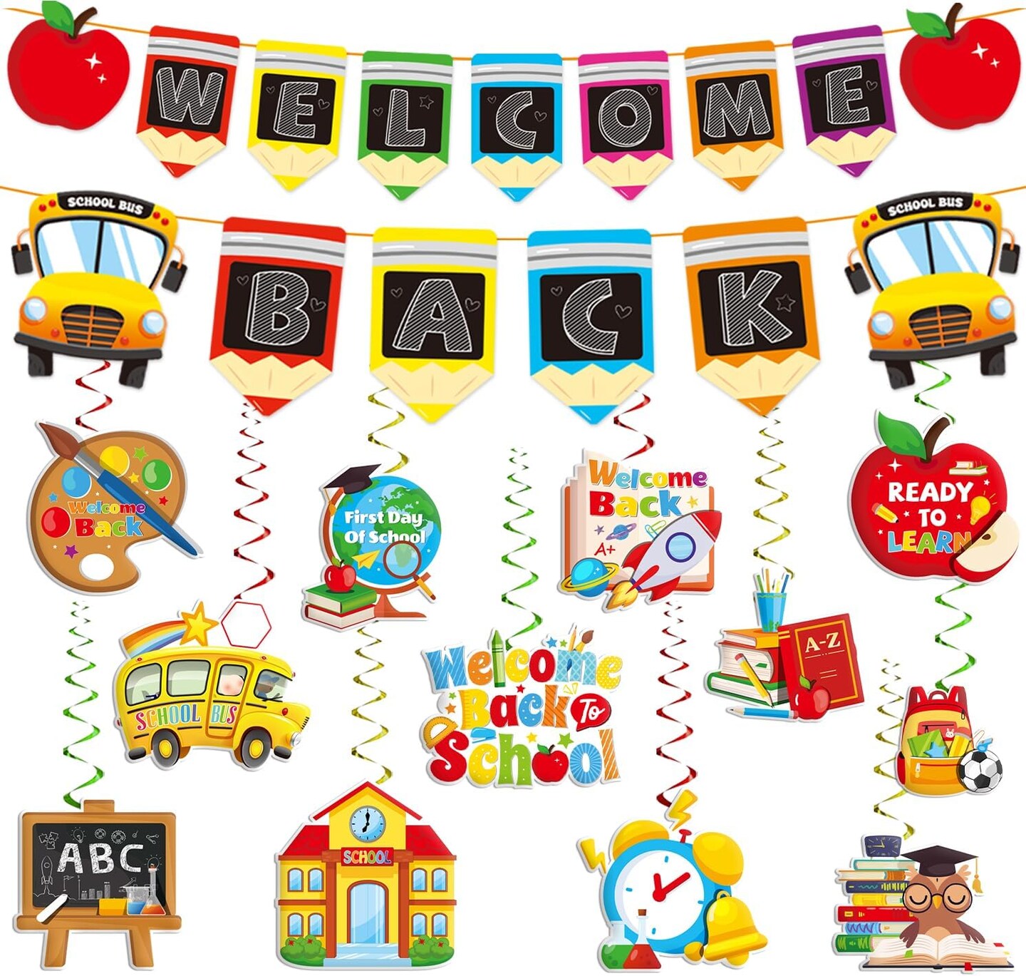 Welcome Back Banner and Hanging Swirls Set(Multicolor) | Michaels