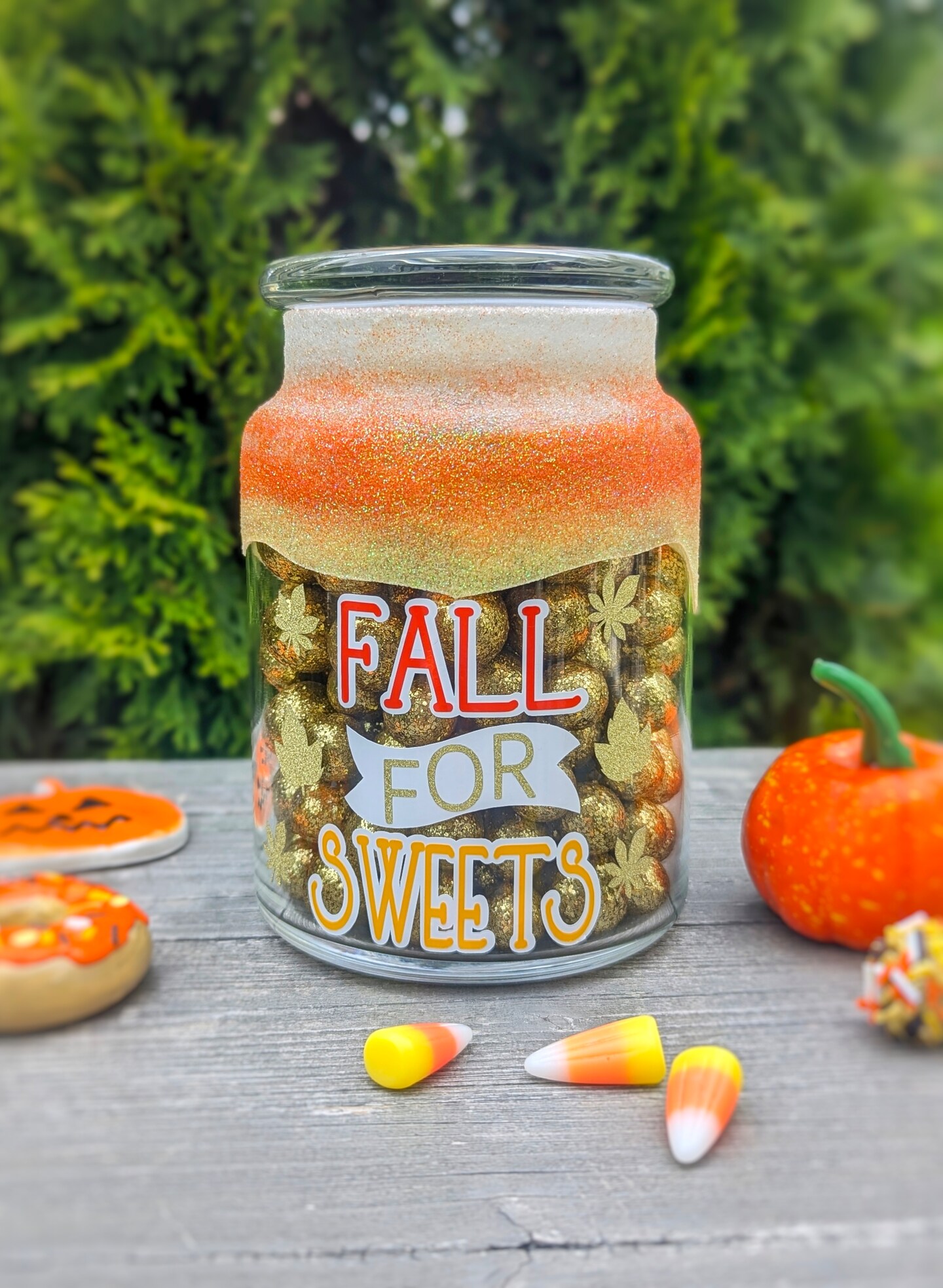 Halloween kitchen candy jar decoration, Candy Corn Theme Candy Jar ...