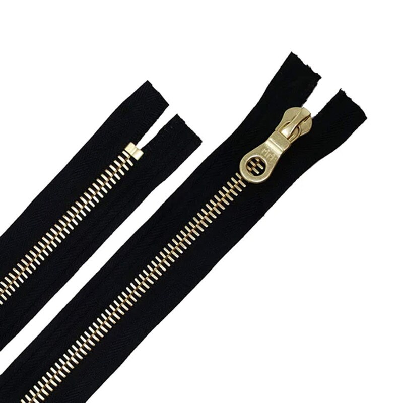 8MM Closed Bottom Zipper with KTA Pull – Black/Brass | Michaels