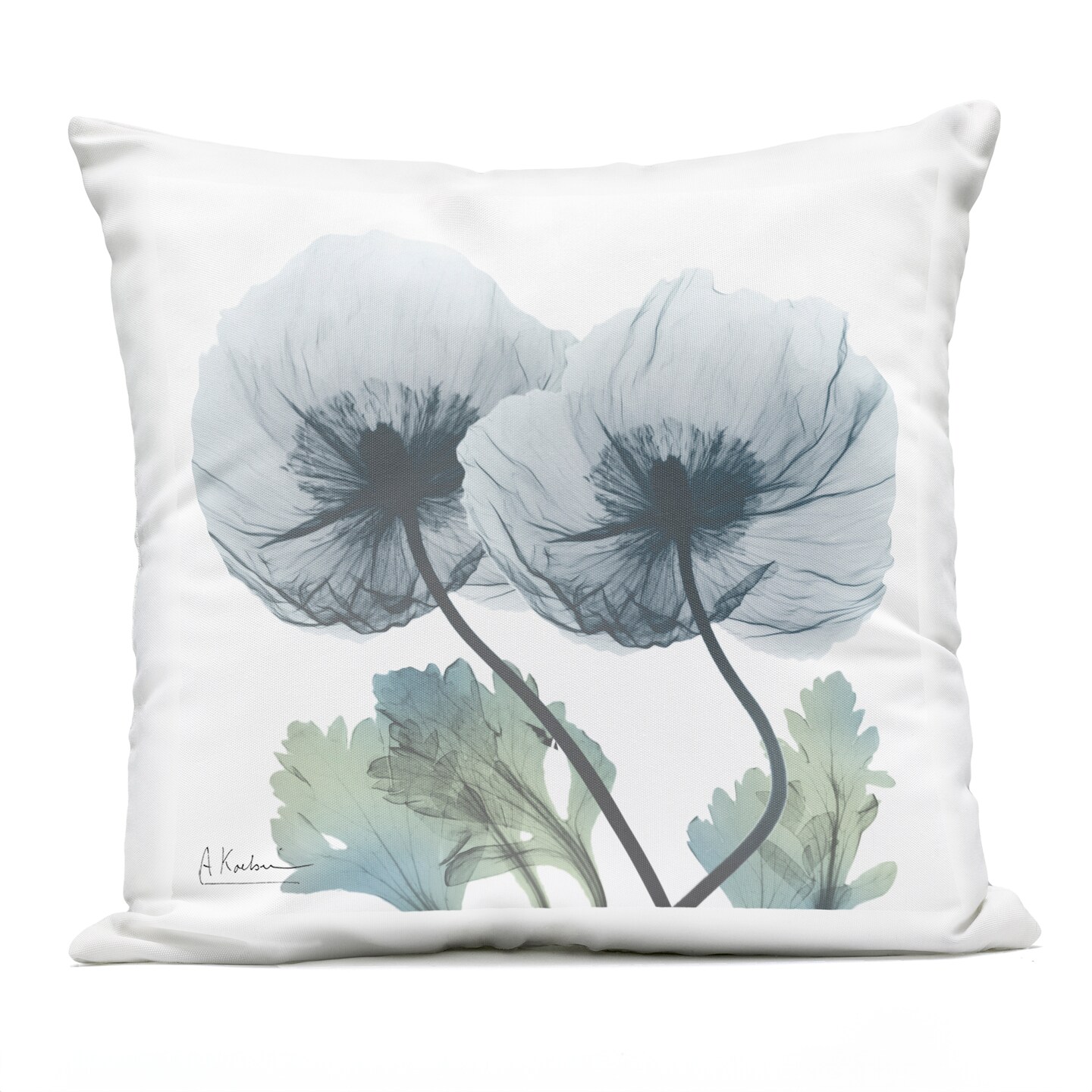 Stupell Industries Simple Blue Poppy Duo Outdoor Printed Pillow design ...