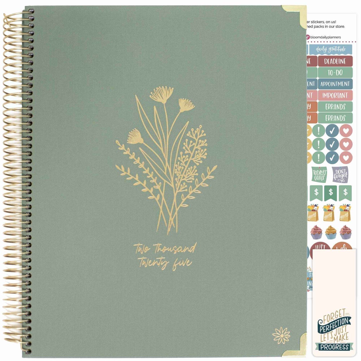 bloom daily planners 2025 Hard Cover Planner, 8.5" x 11", Green Linen ...