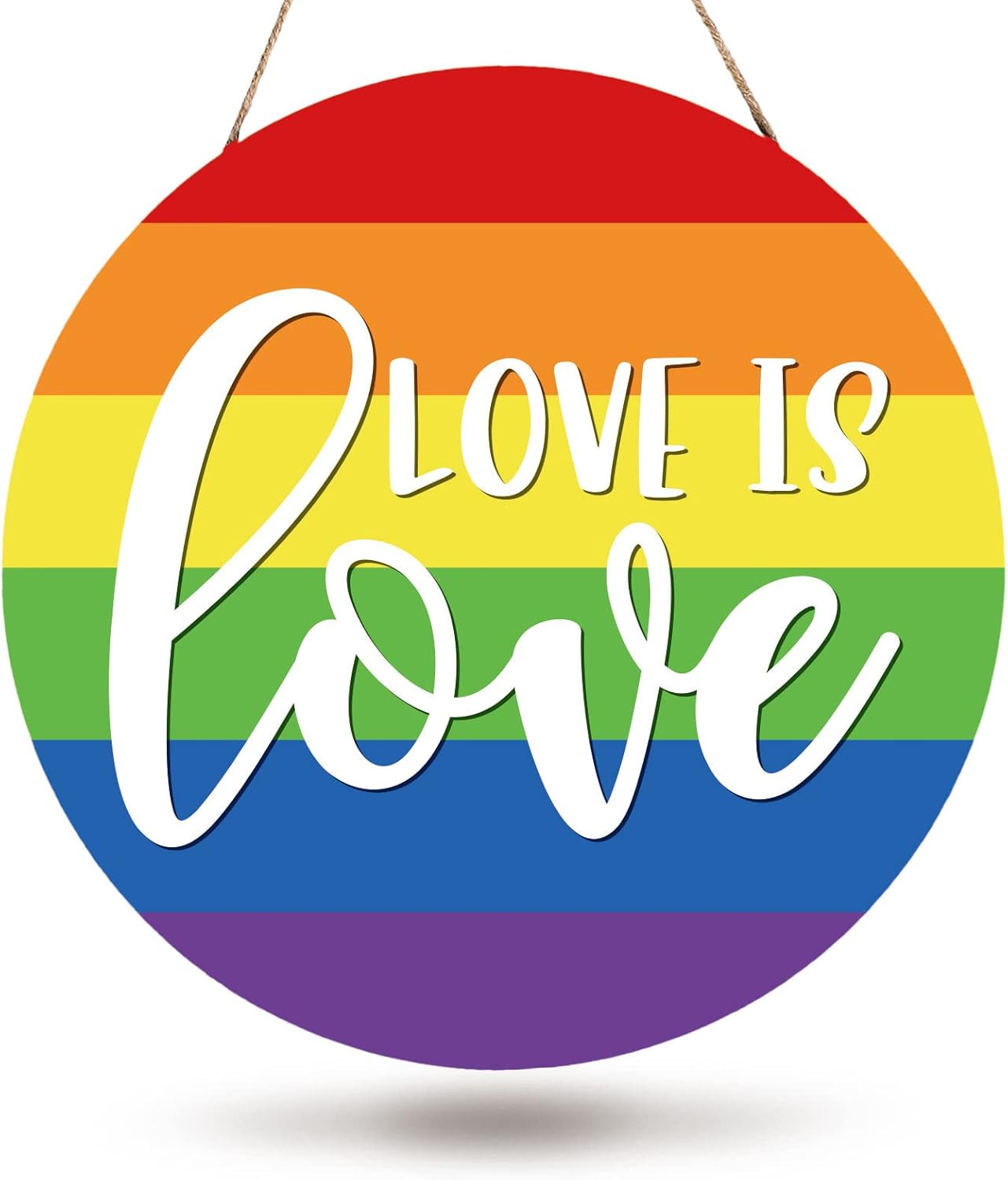 Rainbow Wooden Hanging Sign Gay Pride Love is Love Door Sign Decoration ...