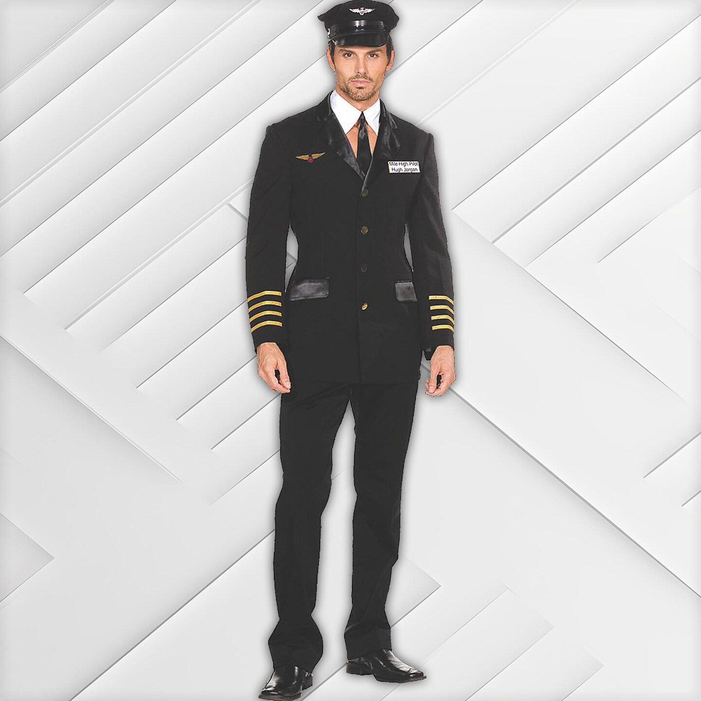Men's Pilot Costume Halloween Outfit Jacket Hat Neck Tie Outfit | Michaels