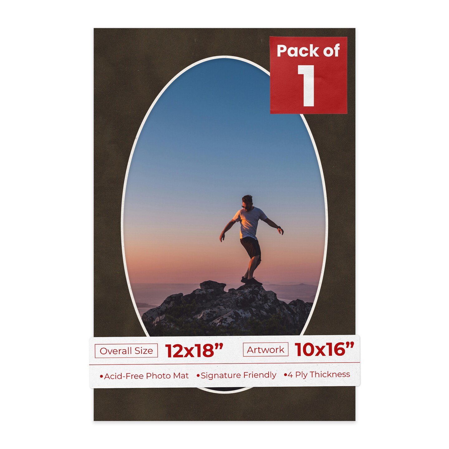 Brown Suede Mat Board for 12x18 Frames - Oval Opening for 10x16 Photos ...