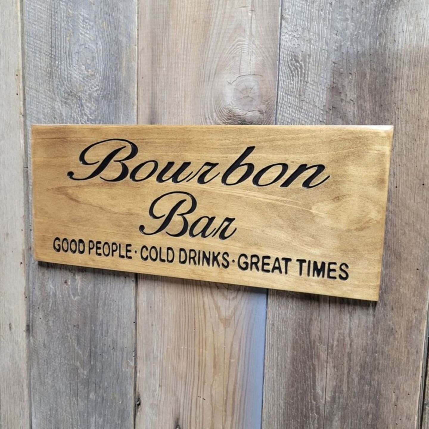 Whiskey Bourbon Bar, Man Cave, Wall Art, Rustic Sign for Bar, Carved ...