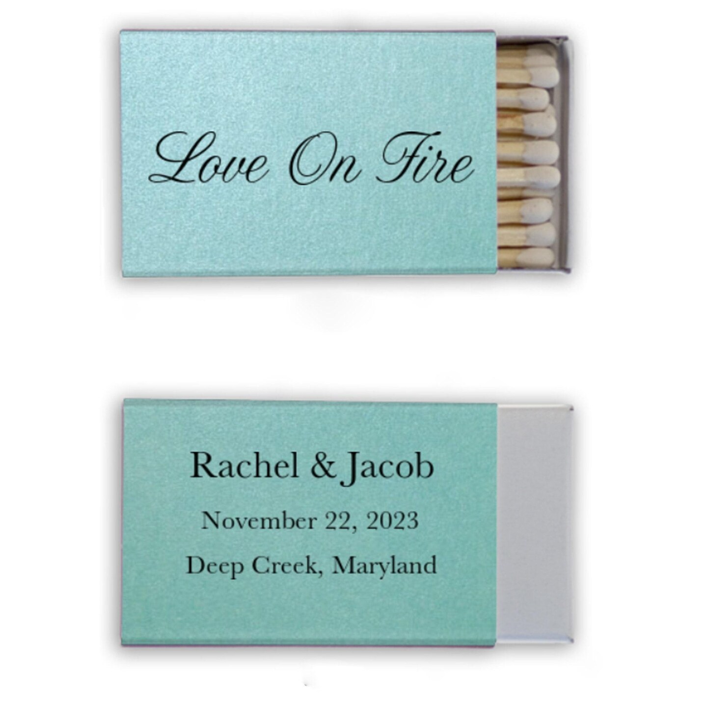 Love on Fire and Names Wedding Matchboxes, Matches, Personalized ...