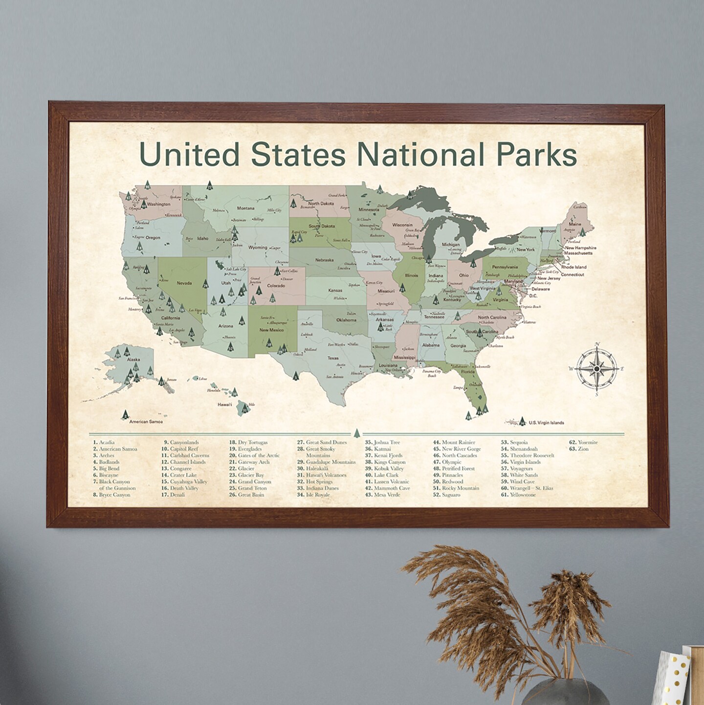 US National Park Push Pin Map - 24x36 inch poster print | MakerPlace by ...