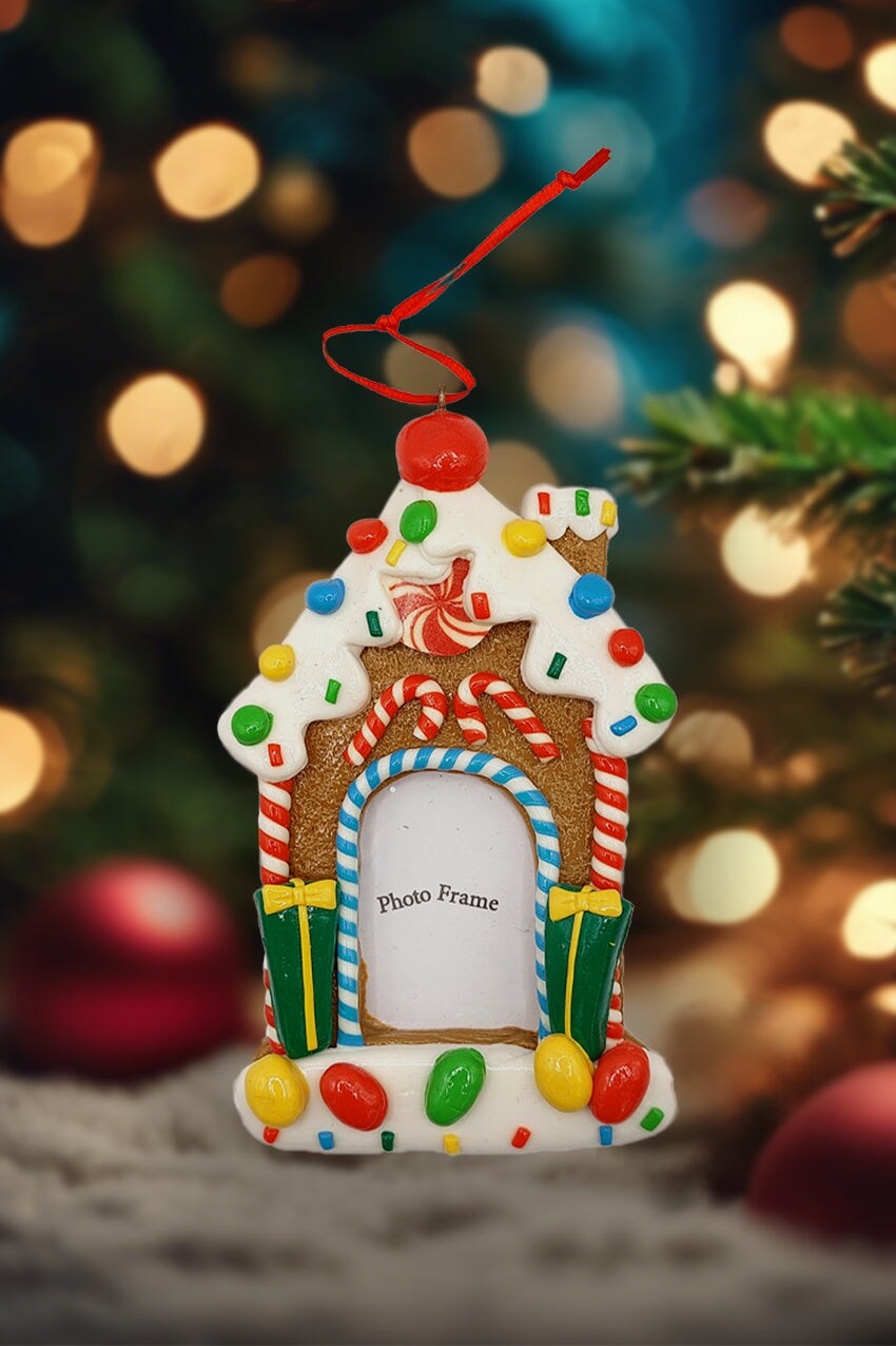Christmas Ornament - Glossy Gingerbread Gingerbread House Frame ...