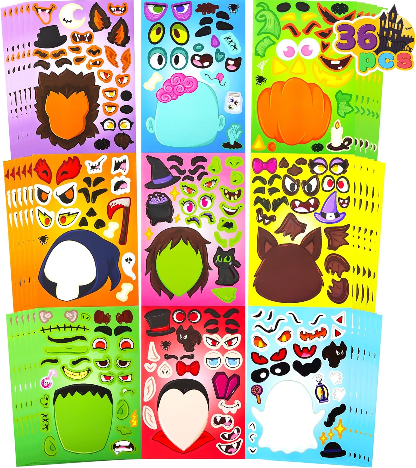 Make Your Own Halloween Characters Mix and Match Sticker Sheets with ...