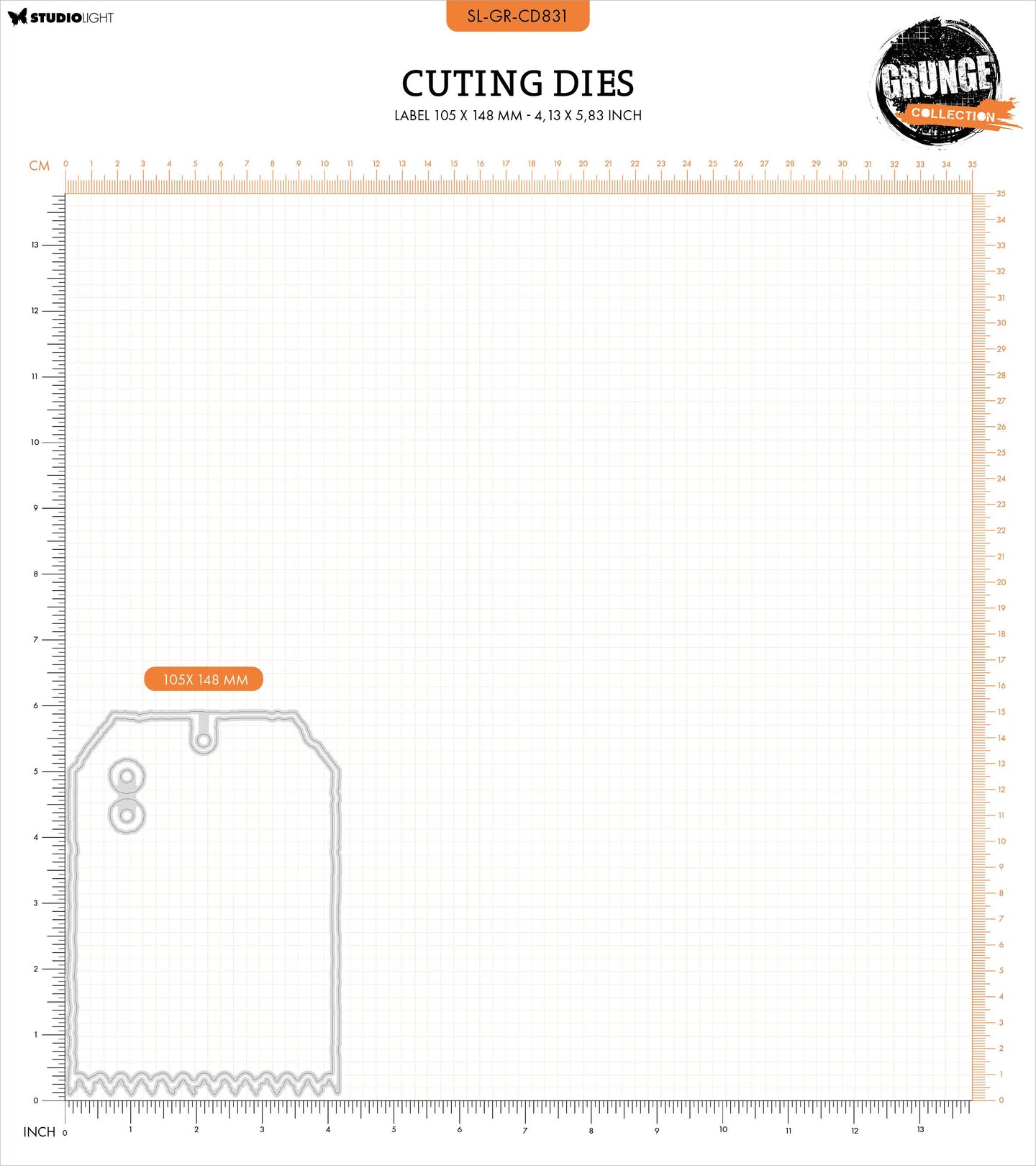 Studio Light Grunge Cutting Die-Nr. 831, A6 Label Shape | Michaels