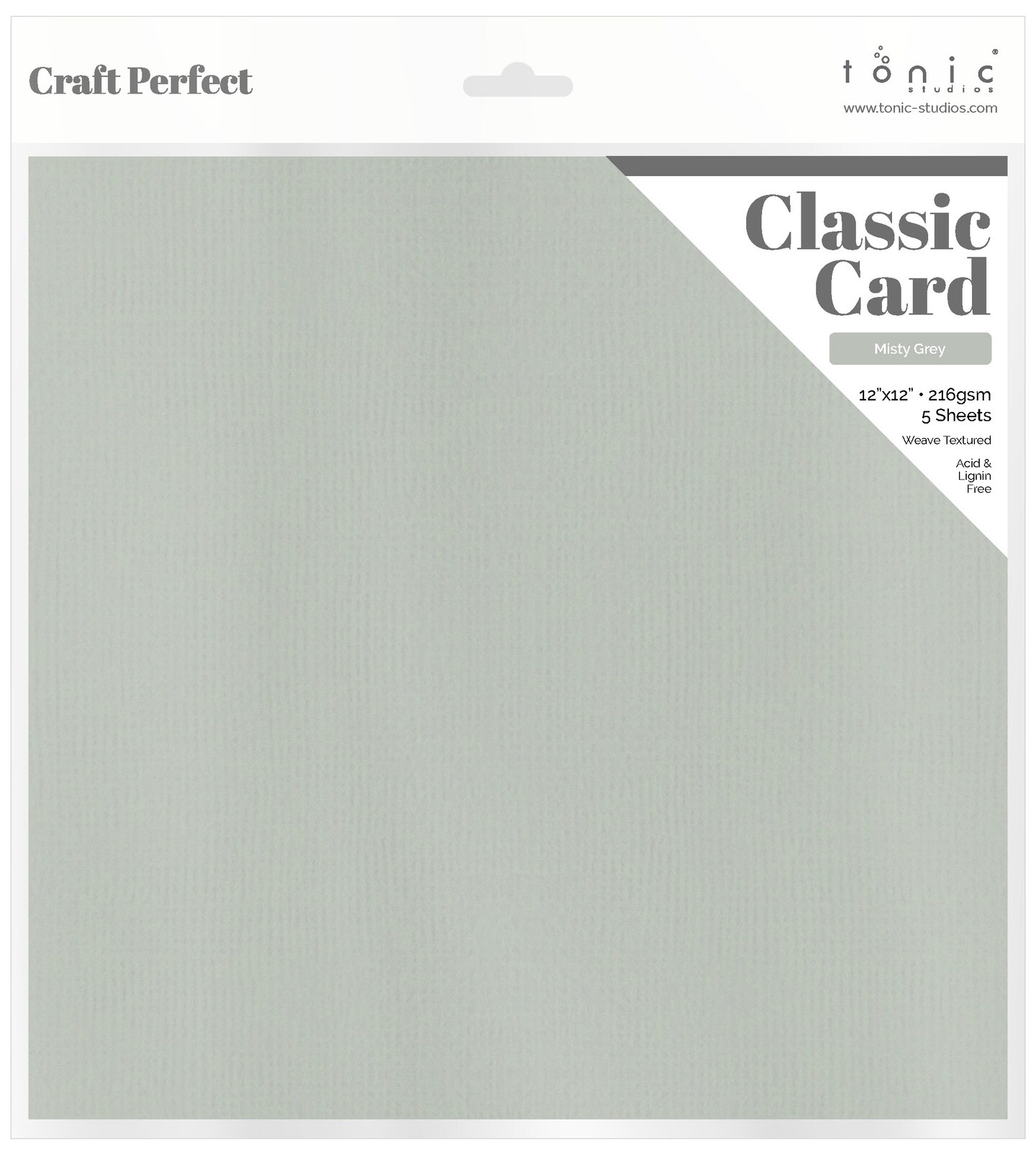 Craft Perfect Weave Texture 80lb Cardstock 12"X12" 5/Pkg-Misty Grey ...