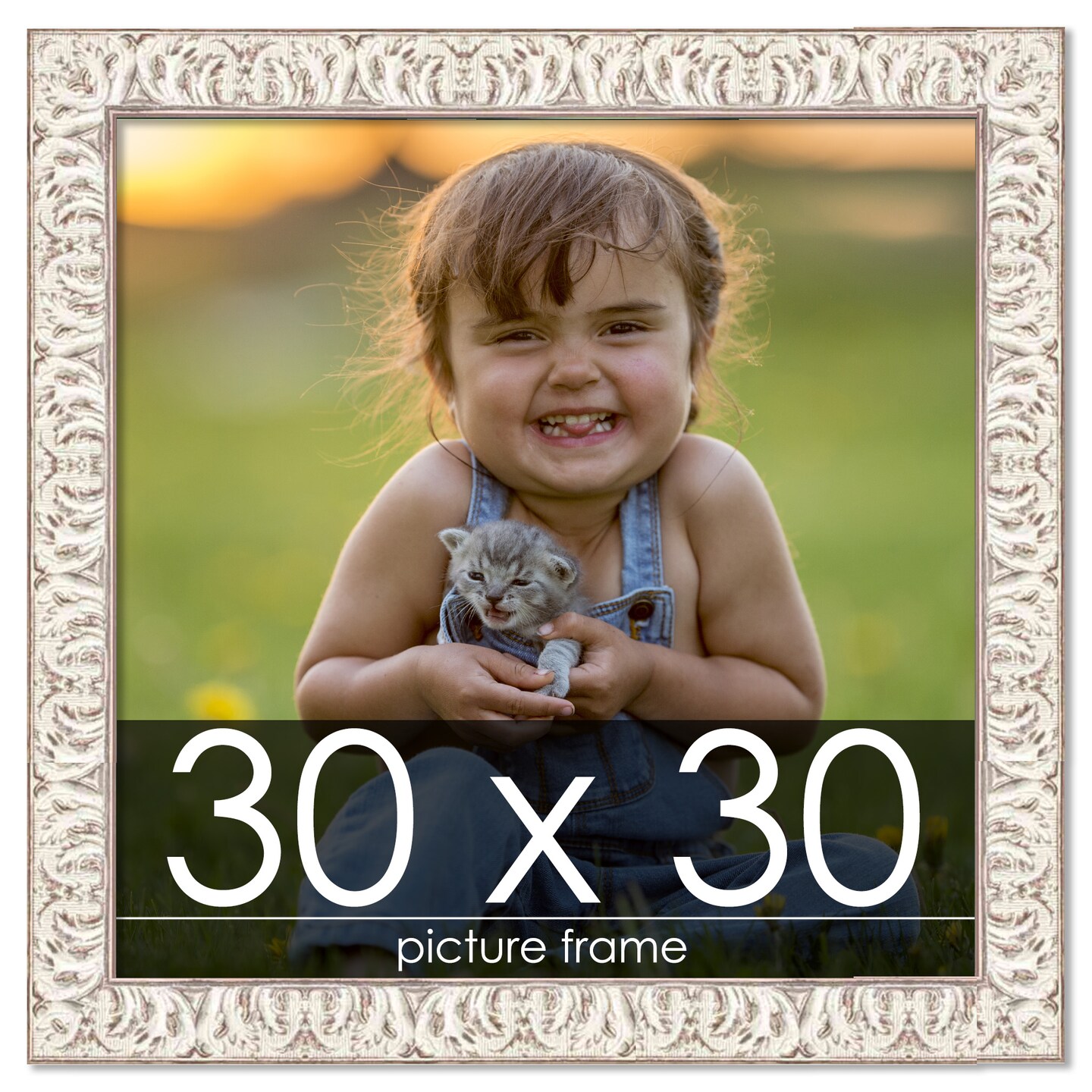 30x30 Refined White Picture Frame - UV Acrylic, Foam Board Backing ...