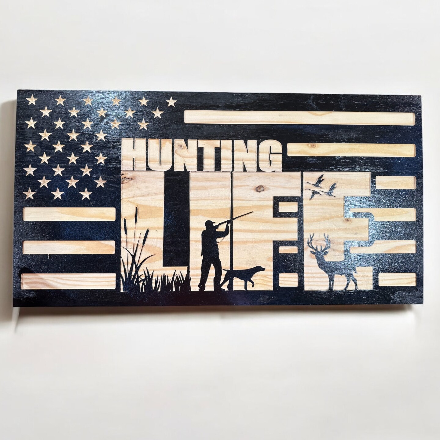 Rustic Carved Wood Flag - Custom Dad Gift, Personalized Memorial Wall ...