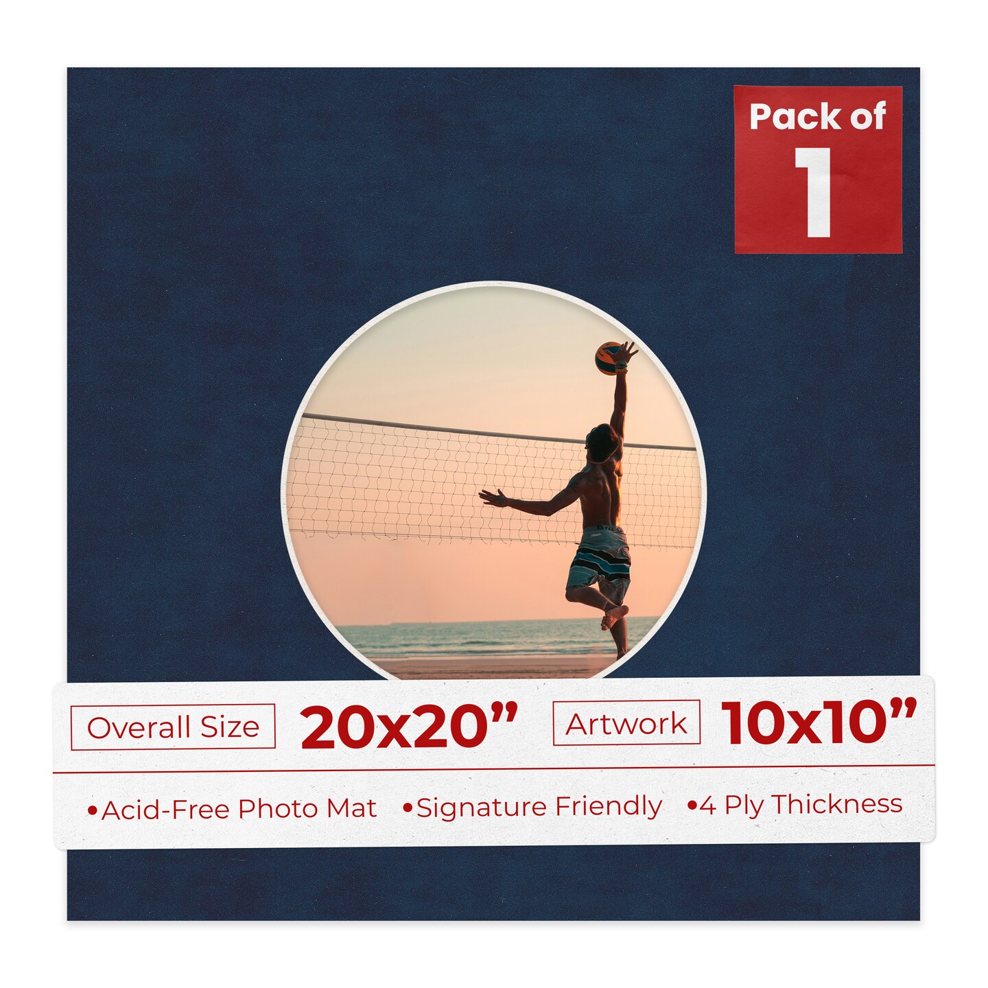 Navy Suede Mat Board for 20x20 Frames - Circle Opening for 10x10 Photos ...