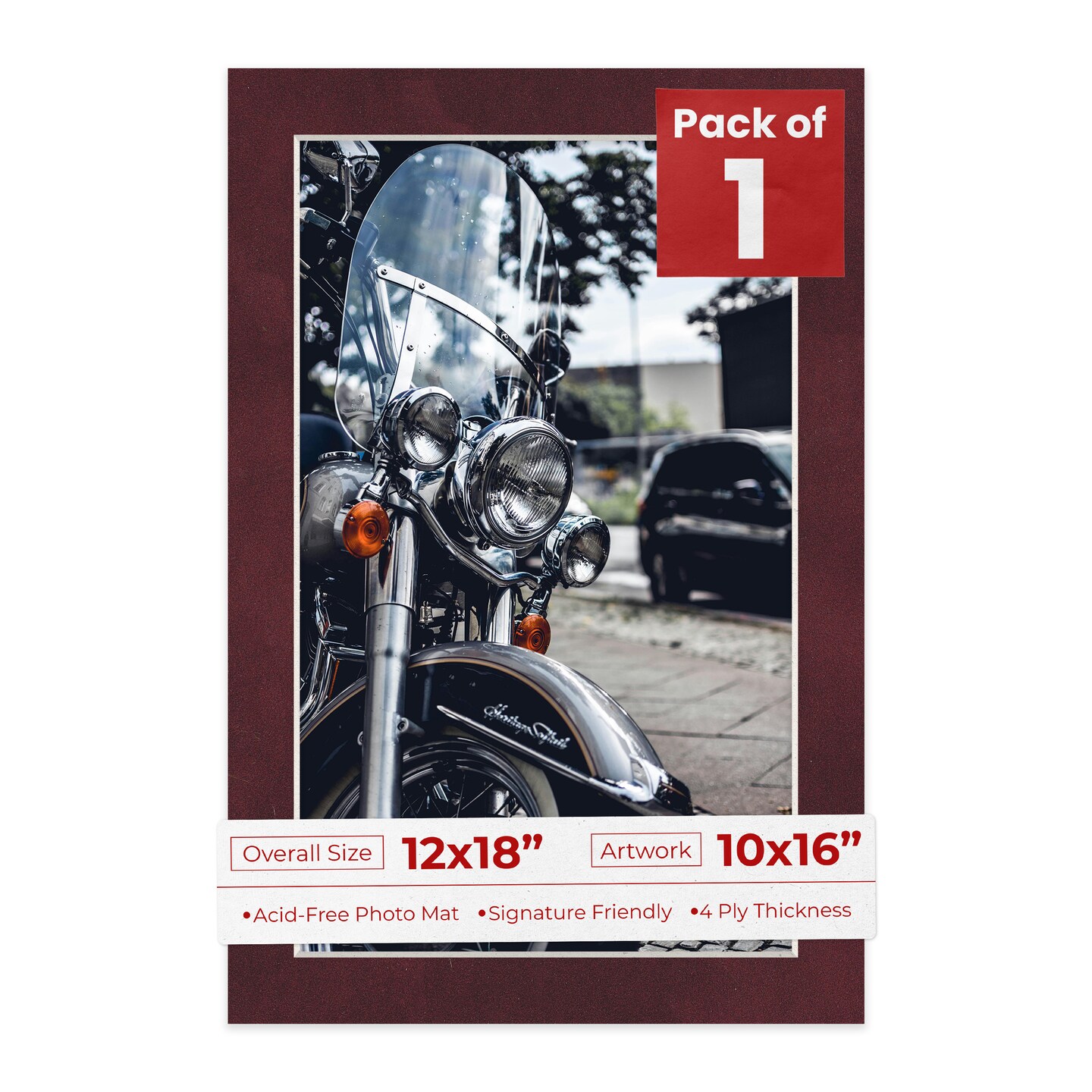 Dark Red Suede Mat Board for 12x18 Frames - Fits 10x16 Photos, Color ...
