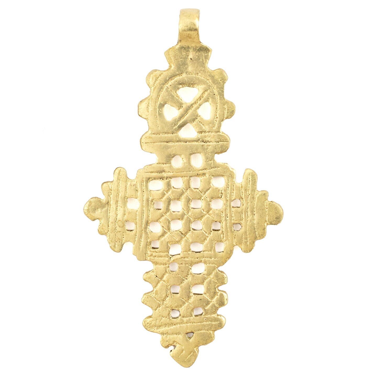 The Bead Chest Brass Ethiopian Coptic Cross Pendant, African Abyssinian ...