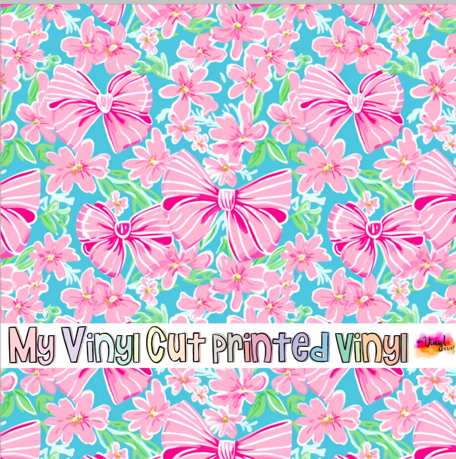 12 x 12 inch Sheet of Printed Vinyl or HTV in the Preppy Bows A Pattern ...